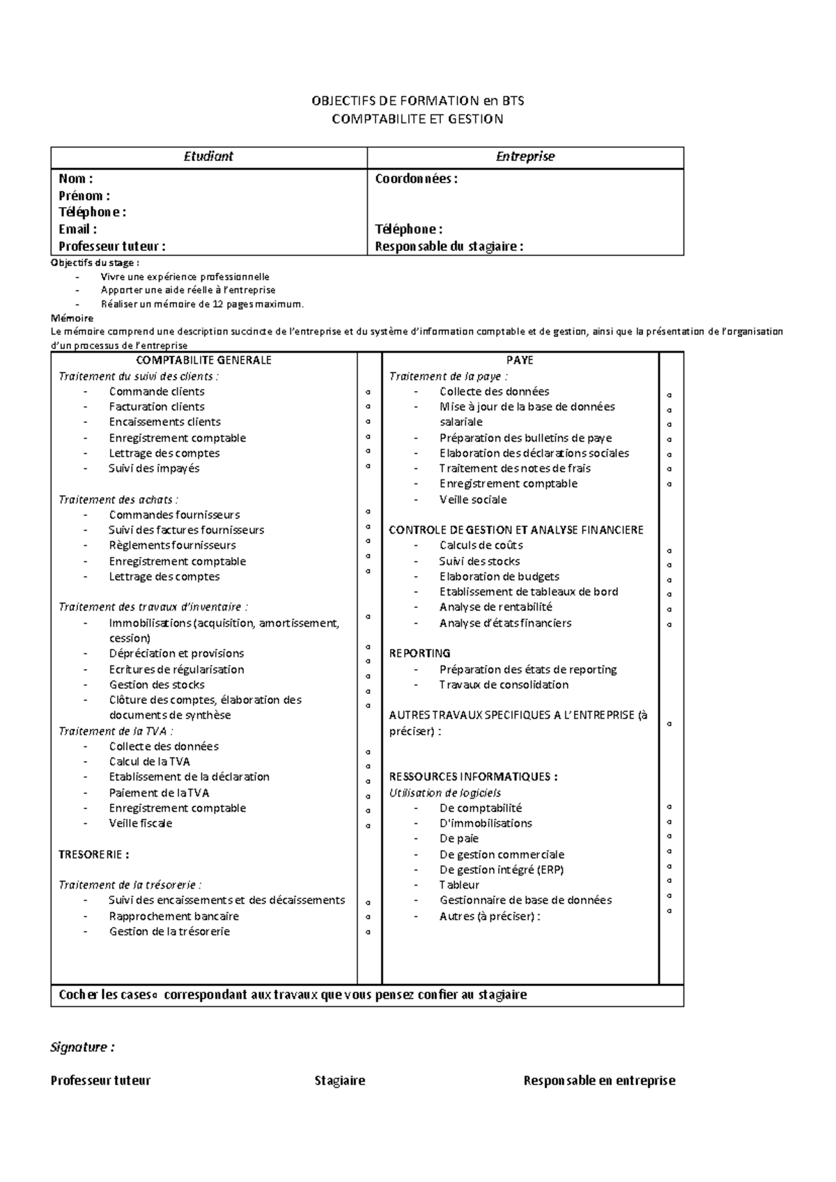 Annexe CONV Objectifs DE Formation en BTS Entreprise - OBJECTIFS DE ...