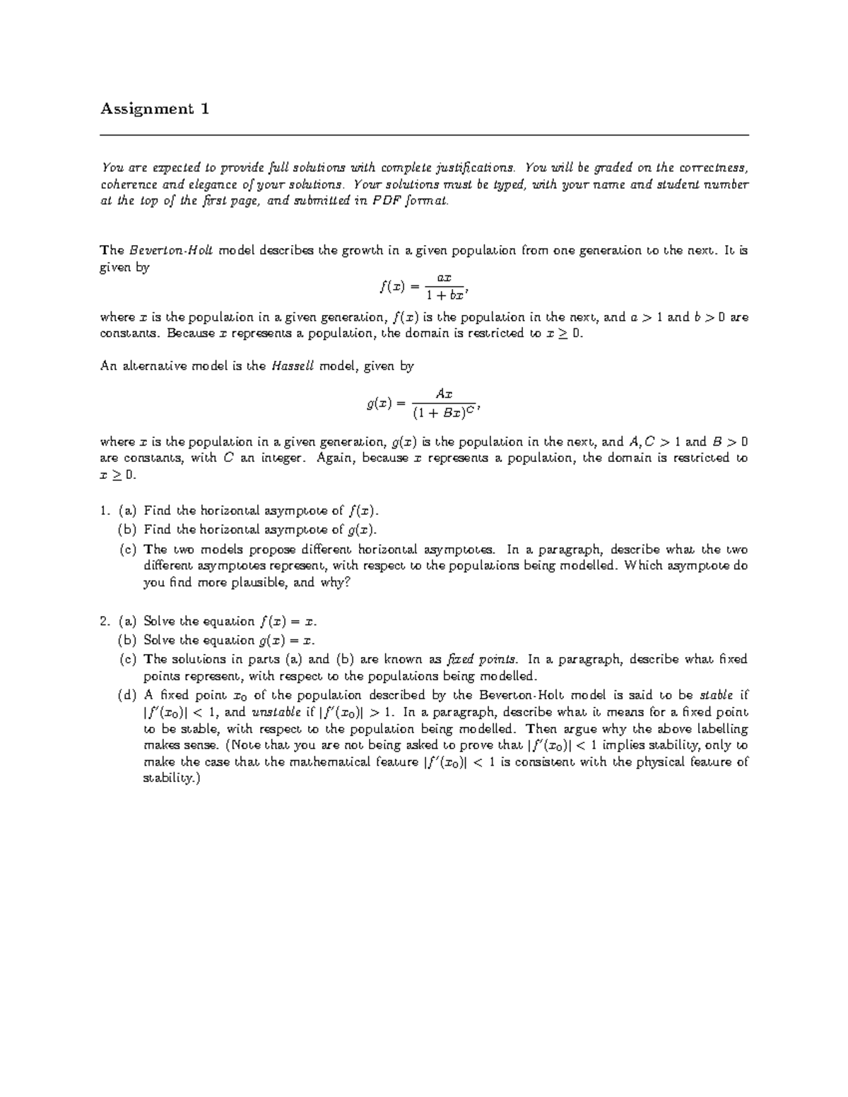 Written part (Assignment 1) - Assignment 1 You are expected to provide ...