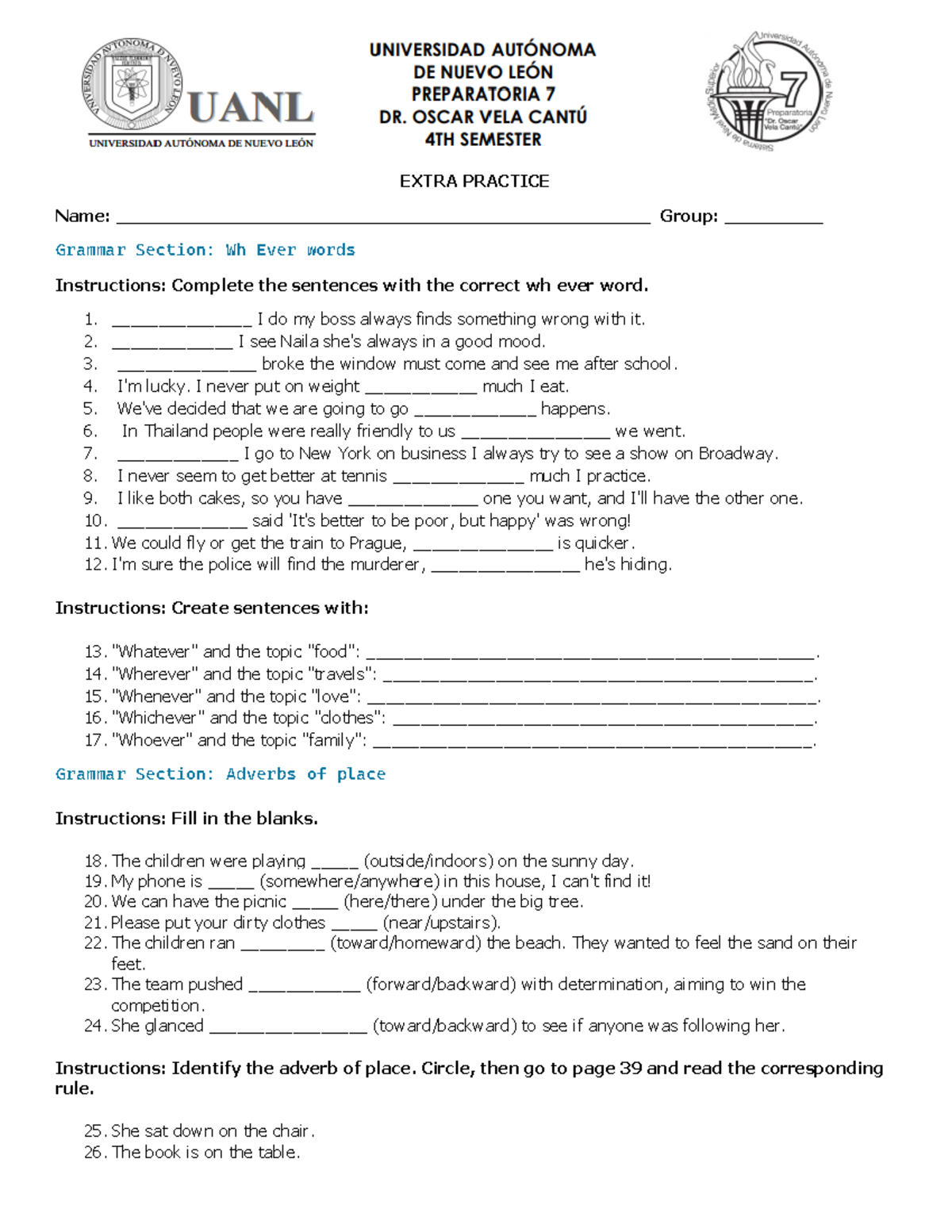 Extra practice - vghfhyhuj - EXTRA PRACTICE Name ...