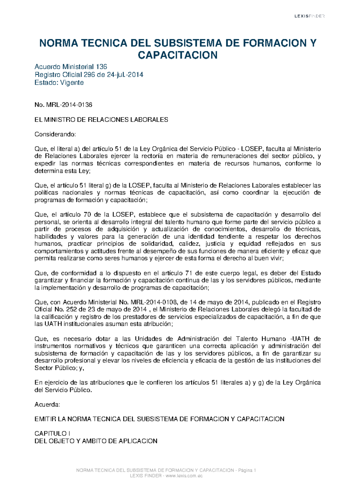 Norma Tecnica DE Formación Y Capacitación - NORMA TECNICA DEL SUBSISTEMA DE FORMACION Y ...