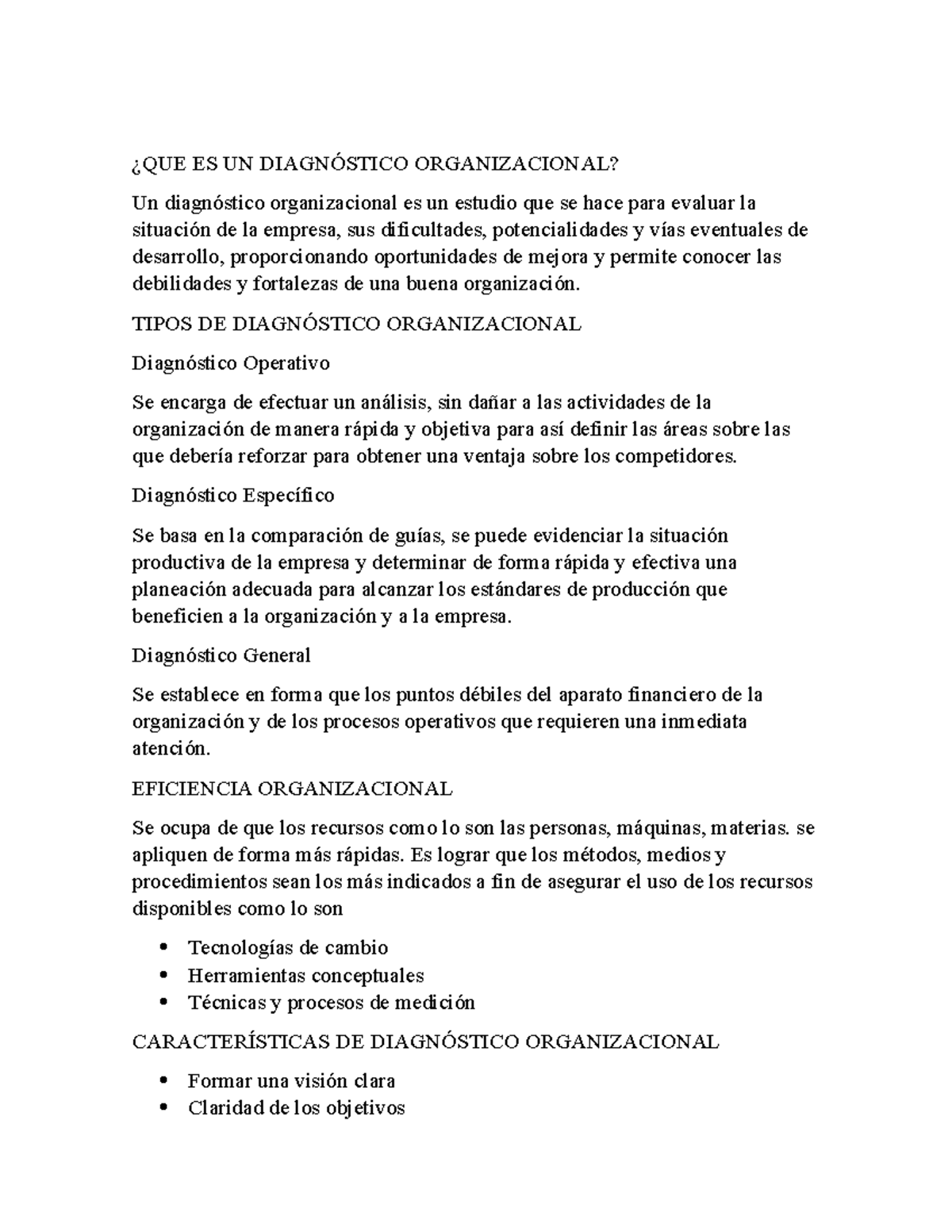 QUE ES UN Diagnóstico Organizacional mapa - ¿QUE ES UN DIAGNÓSTICO ...