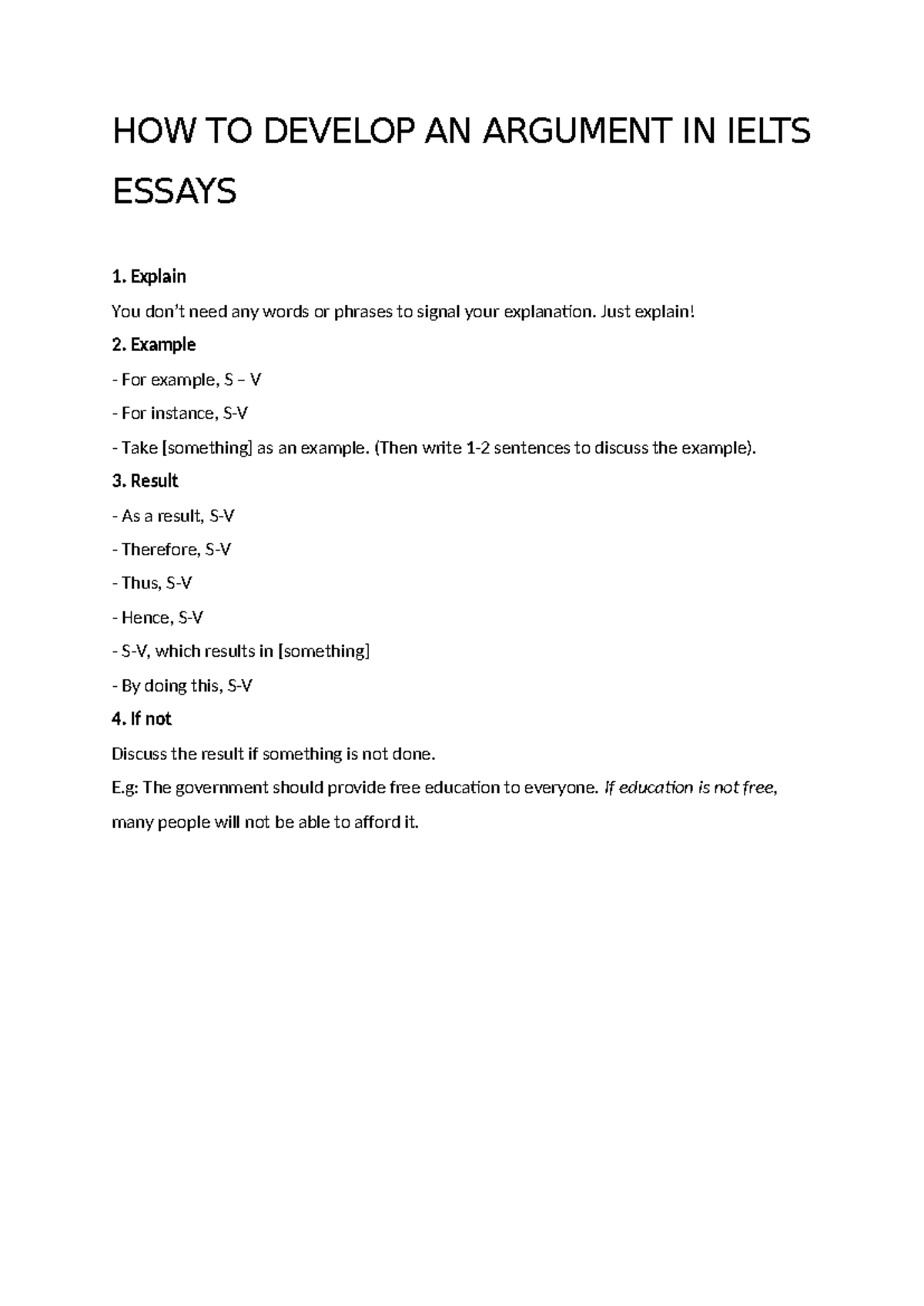 HOW TO Develop AN Argument IN Essays - HOW TO DEVELOP AN ARGUMENT IN ...