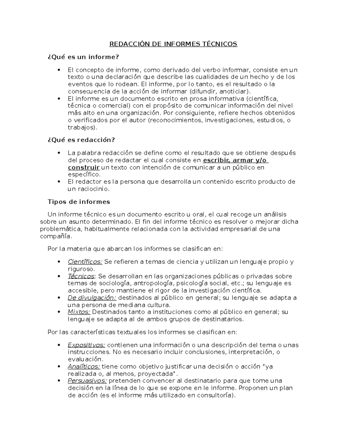 Redacción DE Informes Técnicos - REDACCIÓN DE INFORMES TÉCNICOS ¿Qué es ...