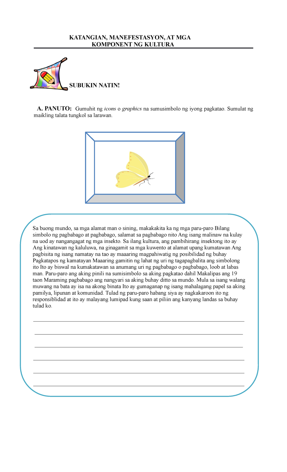 Paksa-6-WIKA AT Kultura - KATANGIAN, MANEFESTASYON, AT MGA KOMPONENT NG ...