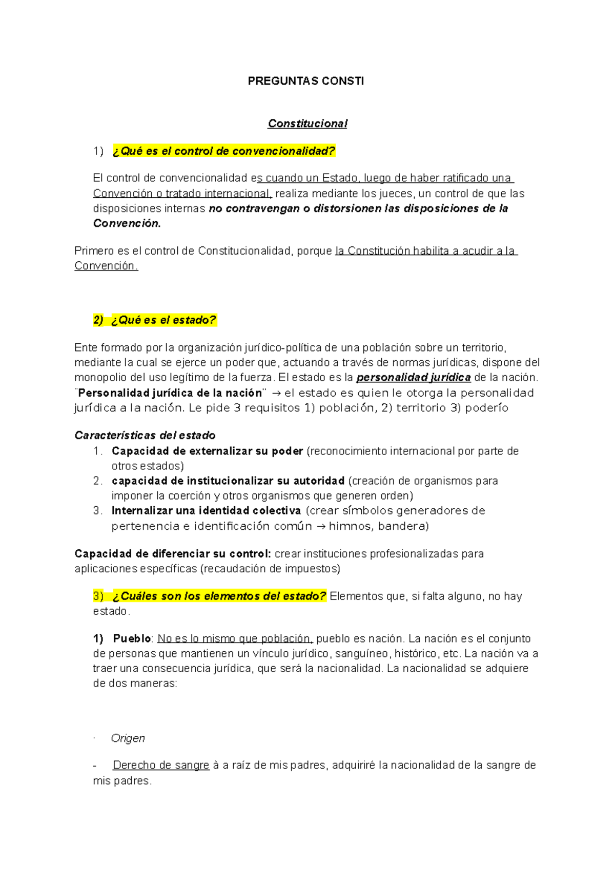Repaso PARA Consti 1 - Para que practiques - PREGUNTAS CONSTI Constitucional ¿Qué es el control ...