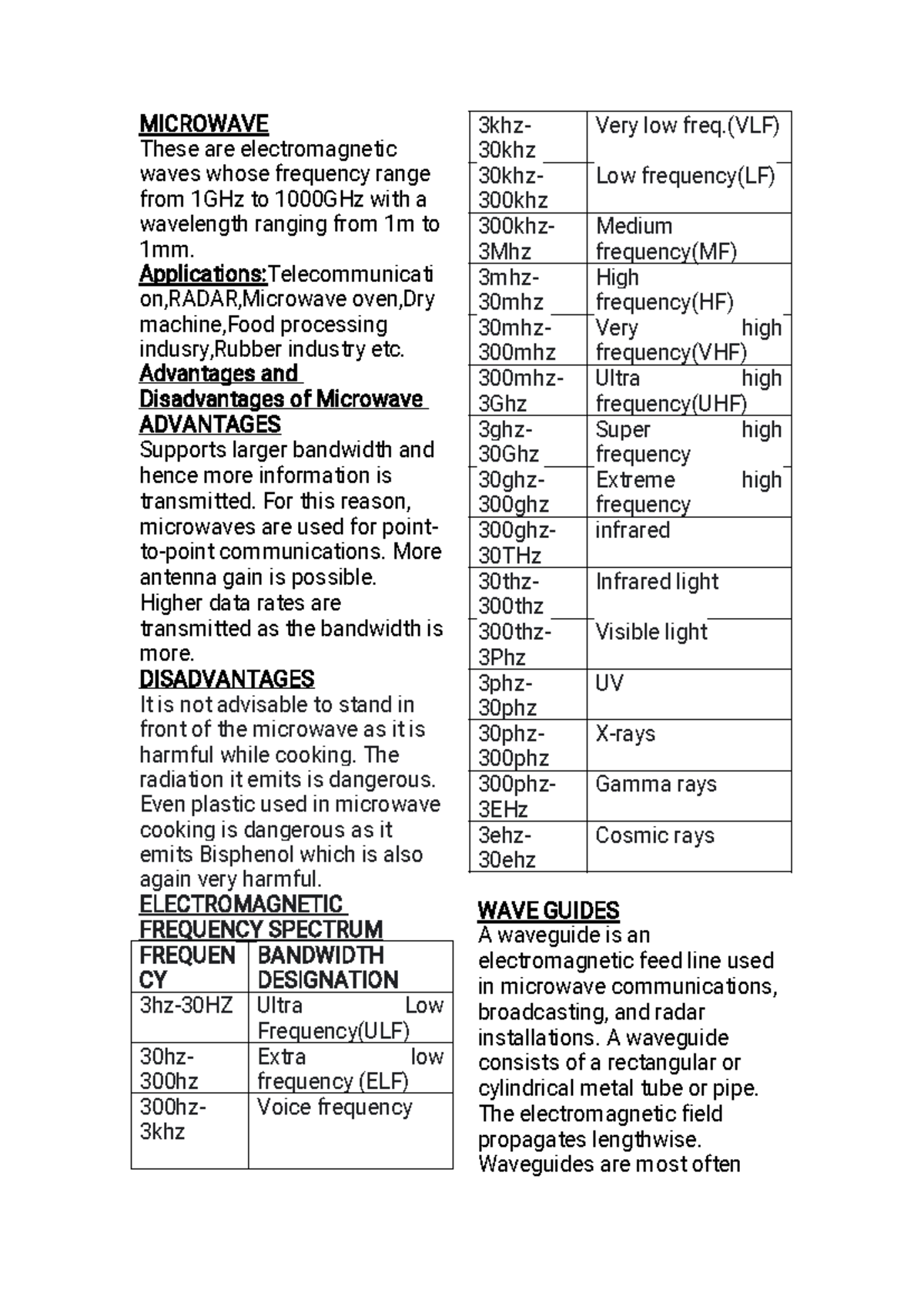Microwave Short Note - MICROWAVE Theseareelectromagnetic ...