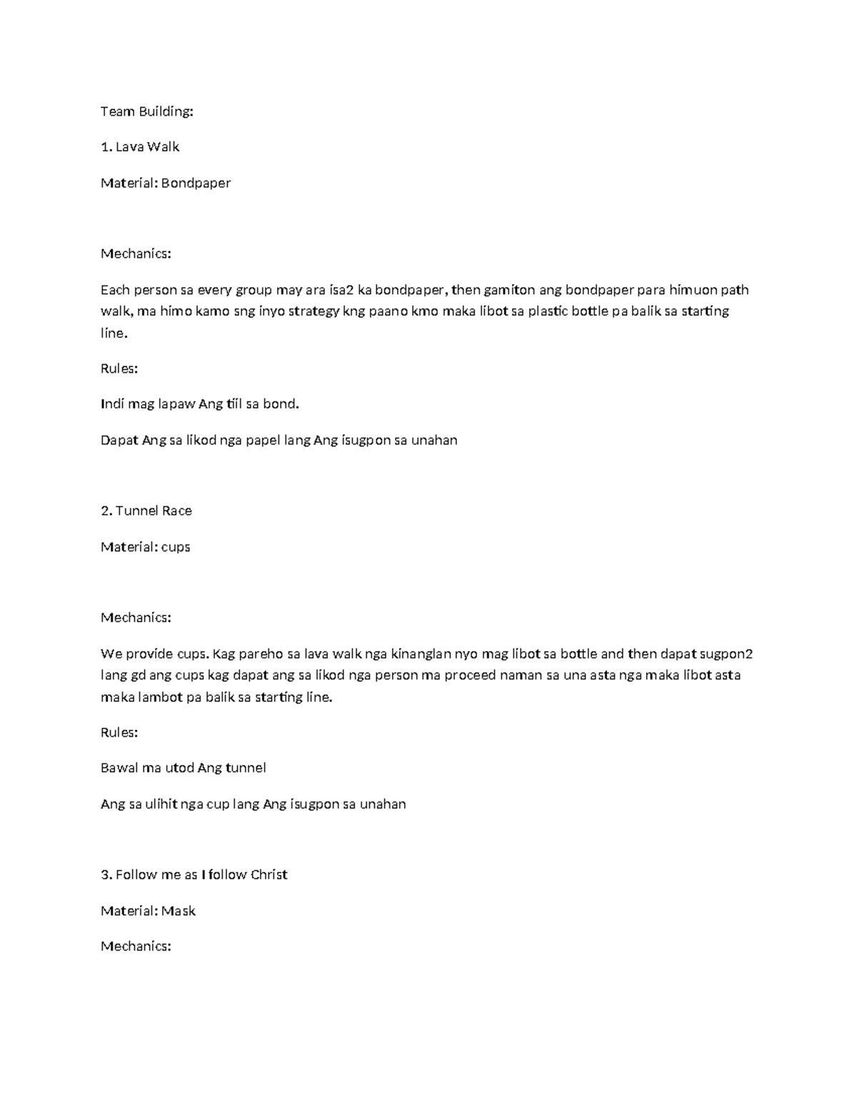 Team Building -WPS Office - Team Building: Lava Walk Material ...