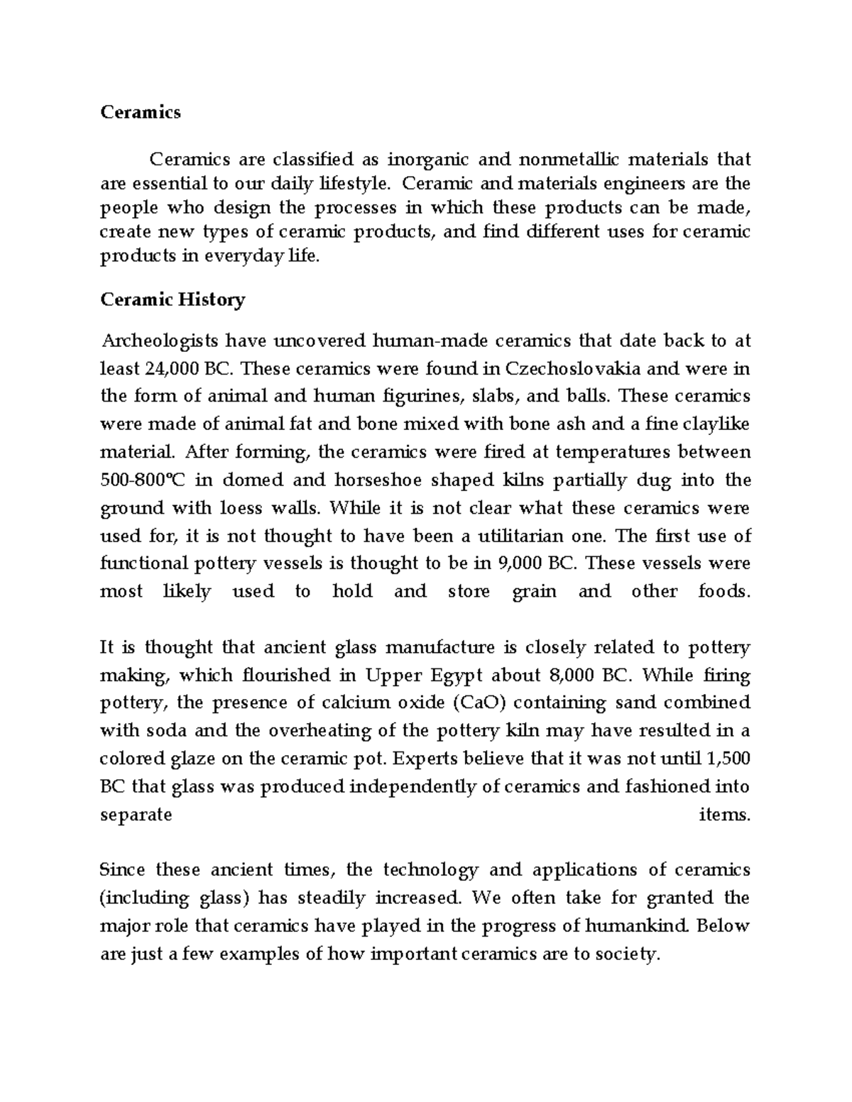 Lecture Note 1Ceramics - Ceramics Ceramics are classified as inorganic ...