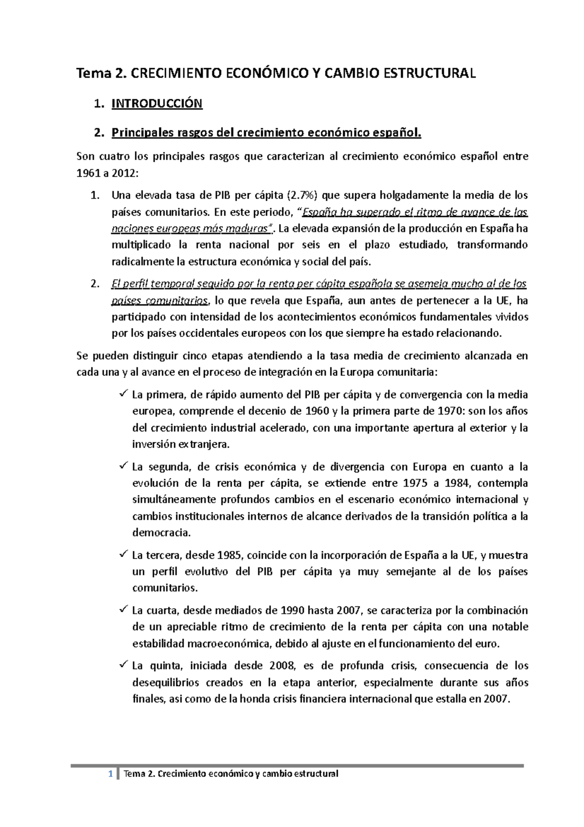 Tema 2 Crecimiento economico y cambio estructural - Tema 2. CRECIMIENTO ...