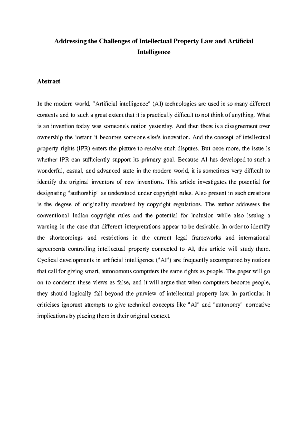 AI AND IPR BY DEEP Kharb - Deep Kharb - Addressing the Challenges of ...