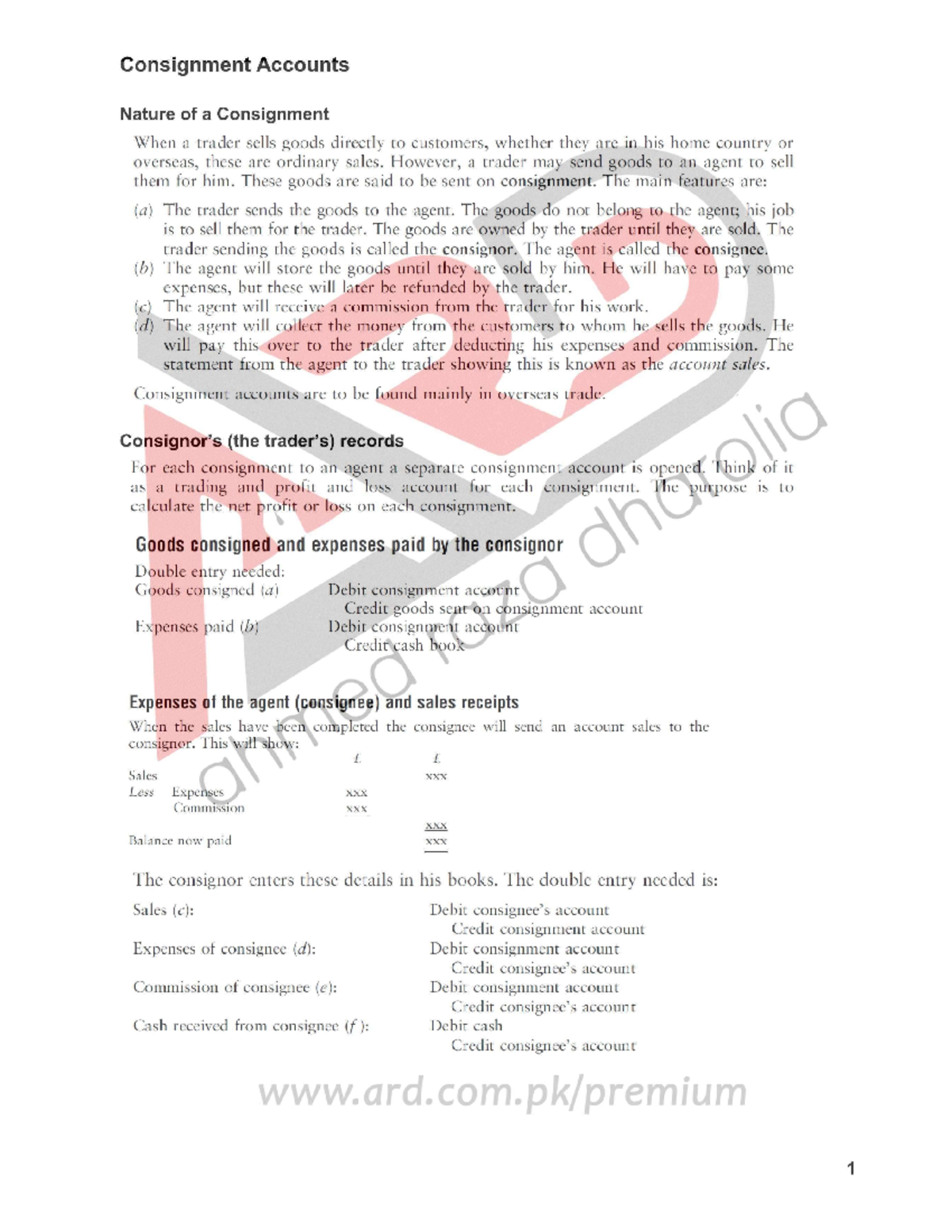 Consignment Accounts - hwbkjxdbwkbx - Cost Management and Accounting ...