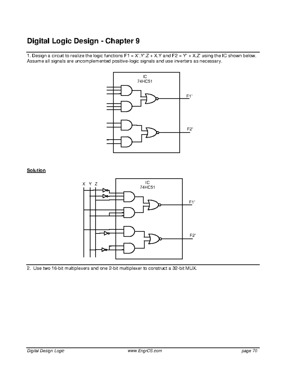 DLD ch9prob - Digital Logic Design - Chapter 9 Design a circuit to realize the logic functions ...