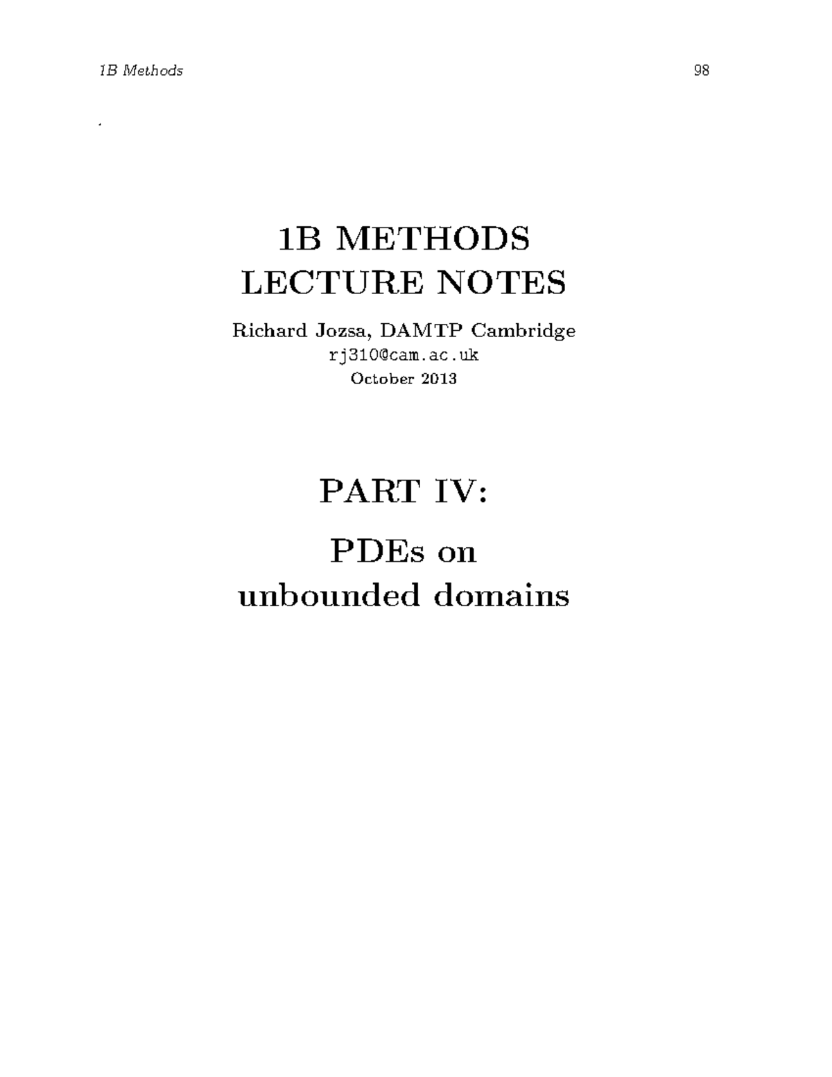 Lecture notes, lecture 4 - ####### . 1B METHODS LECTURE NOTES Richard ...