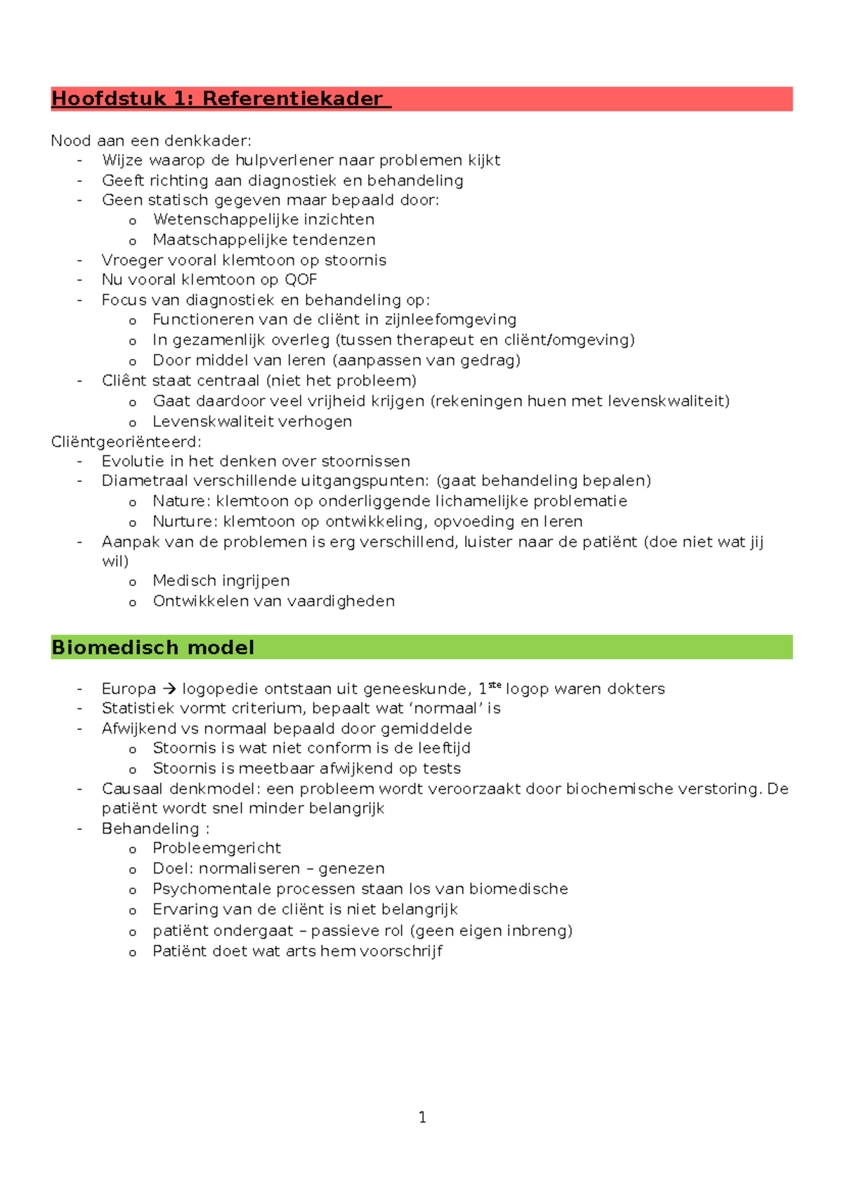 Samenvatting methodieken 1 - Hoofdstuk 1: Referentiekader Nood aan een ...