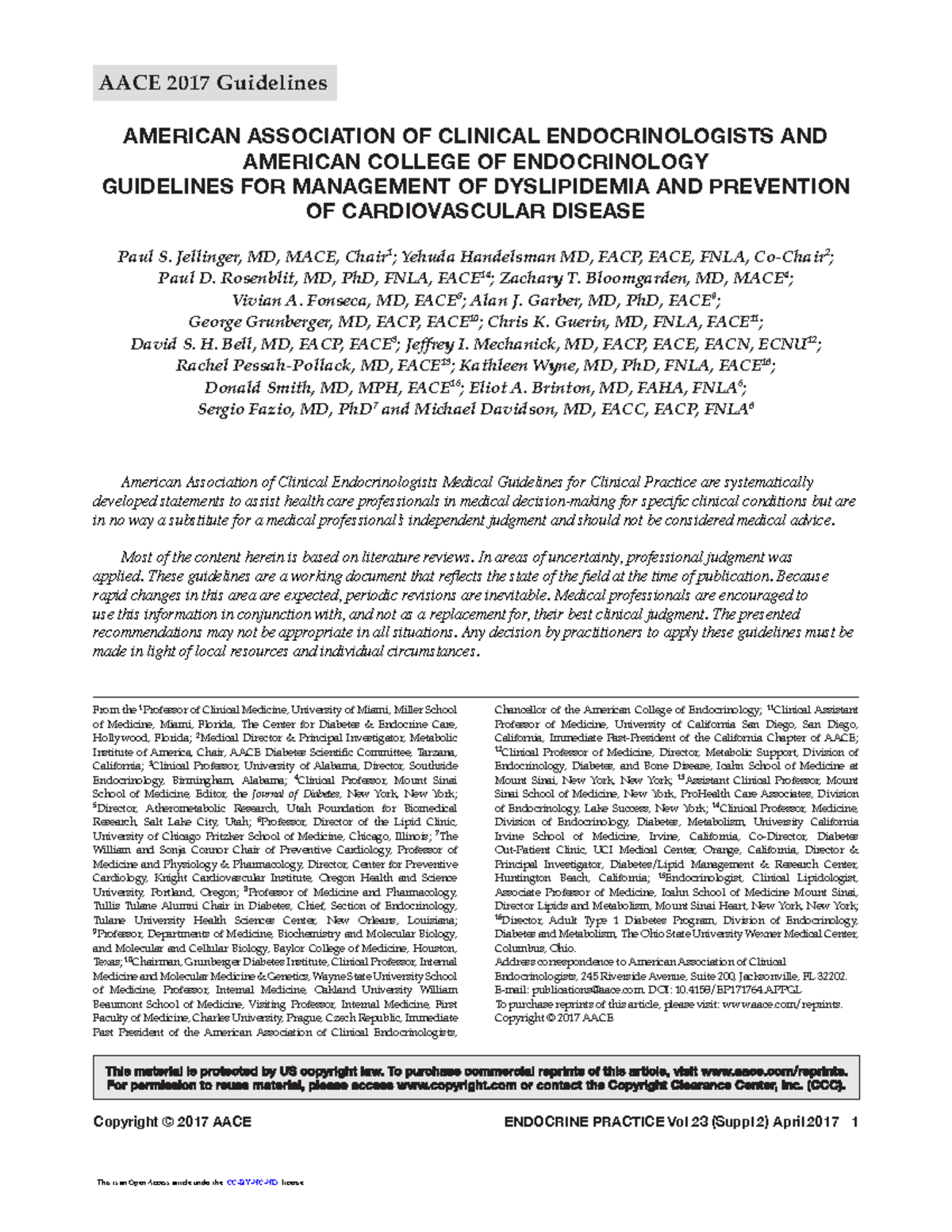 PIIS1530891 X20429593 - Copyright © 2017 AACE ENDOCRINE PRACTICE Vol 23 ...