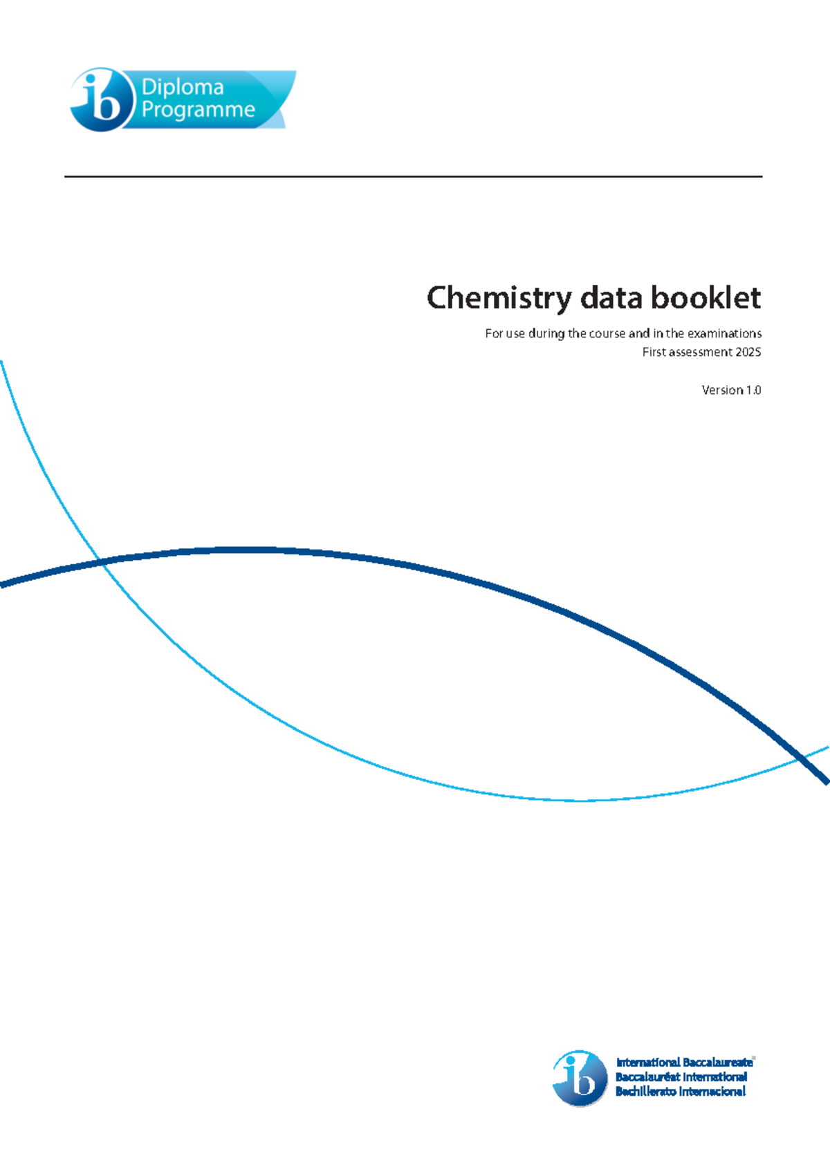 Data booklet 2025 - chemsitry - Chemistry data booklet For use during ...