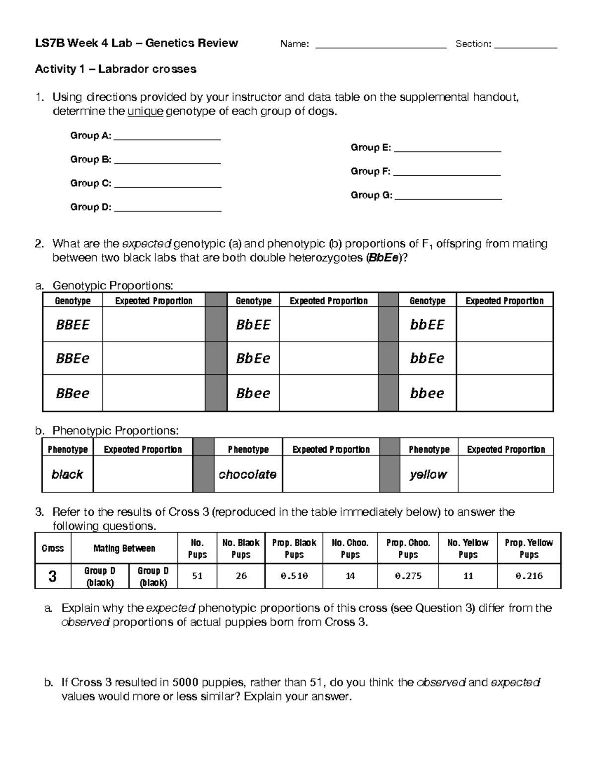 Week 4 Lab alternate F22 - LS7B Week 4 Lab – Genetics Review Name ...