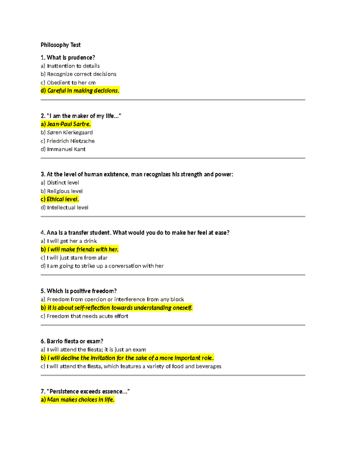 Philosophy-Test-1 - This will help in better study in philosophy ...