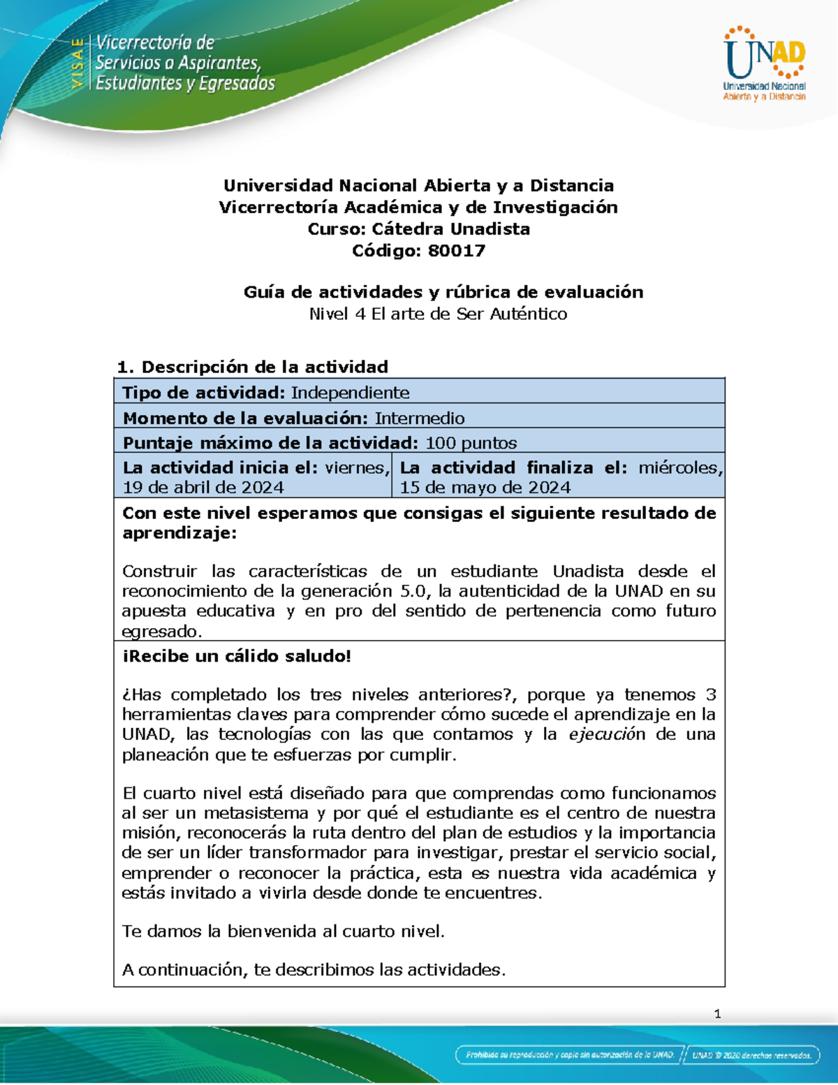 Guía Catedra Unidad 3 - Nivel 4 - El Arte de Ser Auténtico ...