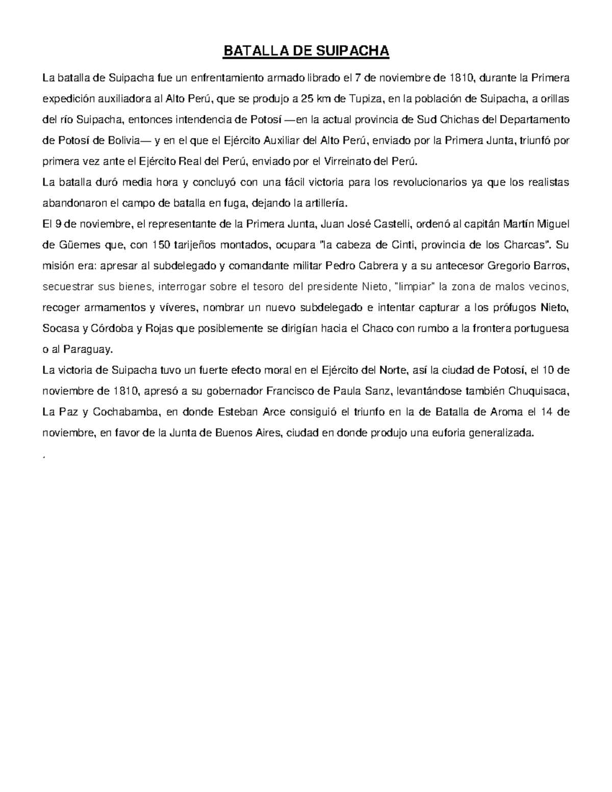 Batalla de Suipachaa - La batalla duró media hora y concluyó con una ...