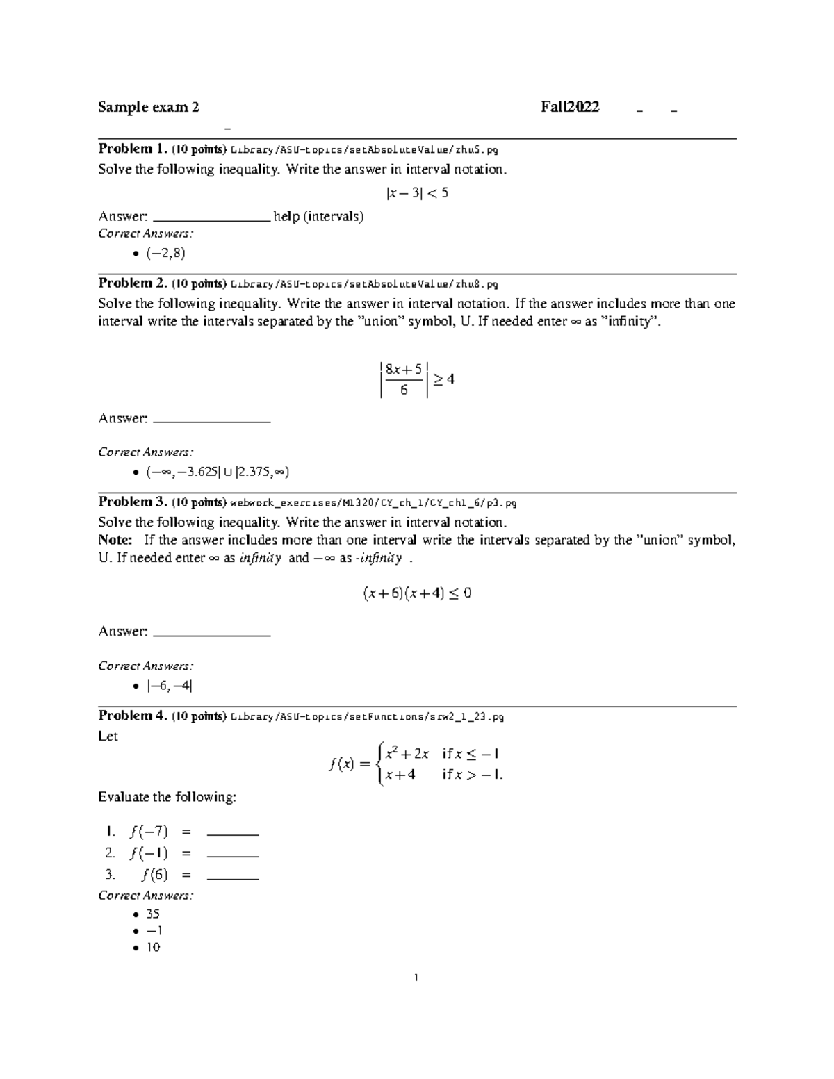 Sample Exam 2 Lecture Notes Exam Examples From Math 1111 Sample sample-exam-2-lecture-notes-exam-examples-from-math-1111-sample