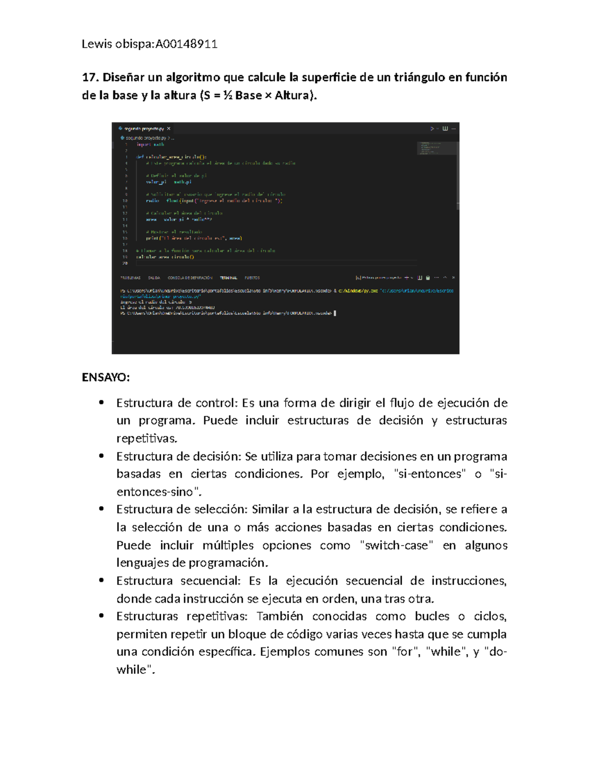 Construcción de algoritmos en Python - Lewis obispa:A 17. Diseñar un ...