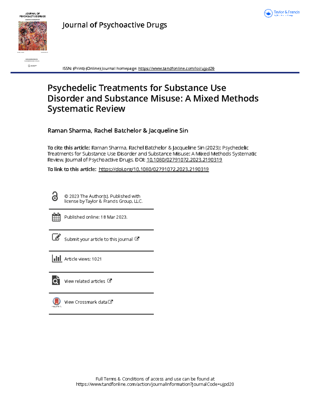 Psychedelic Treatments for Substance Use Disorder and Substance Misuse ...