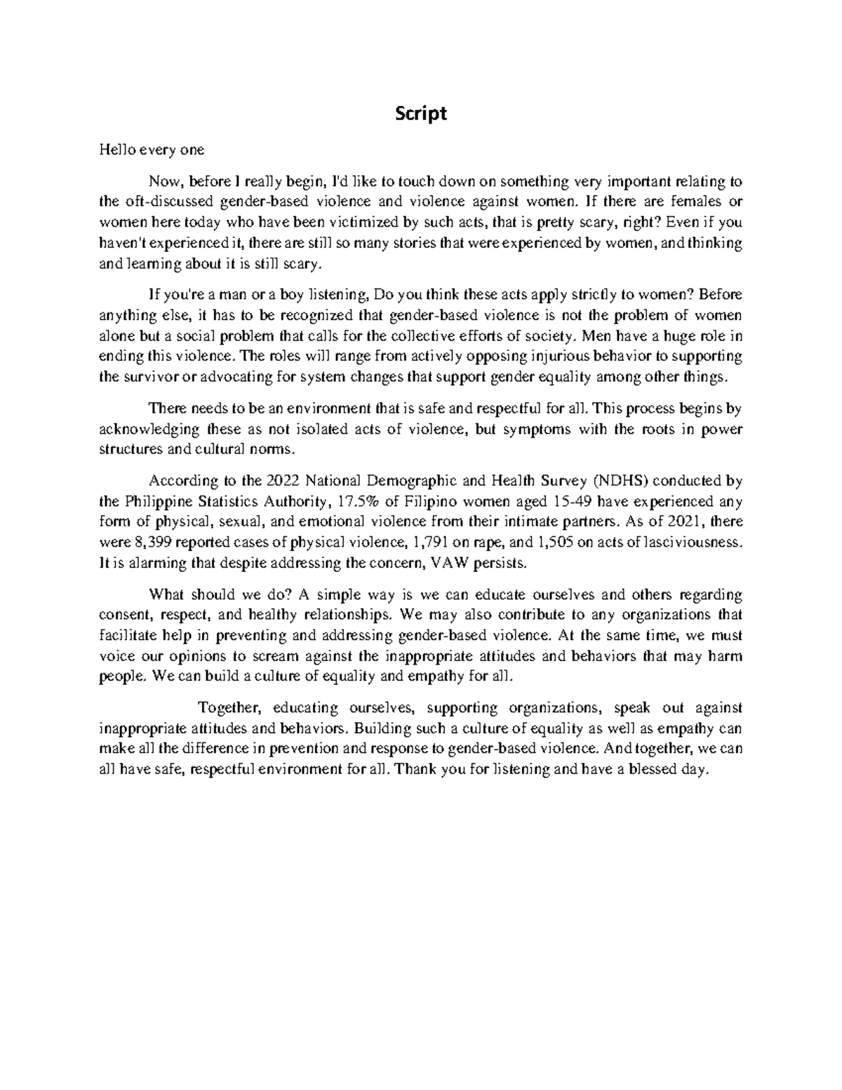 Script Gadtalk - Script Hello every one Now, before I really begin, I'd ...