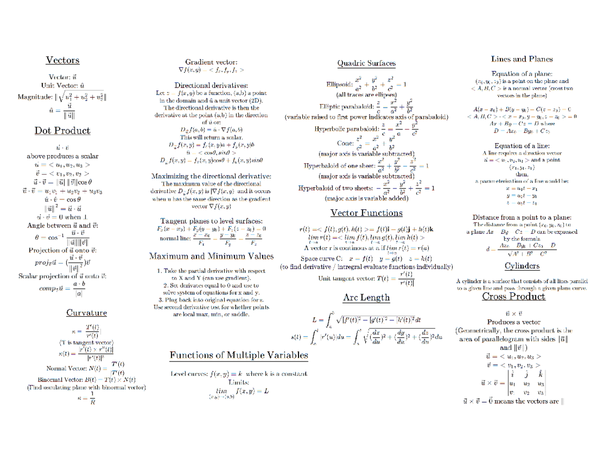 Midterm Study Guide - MATH 2233 - Studocu