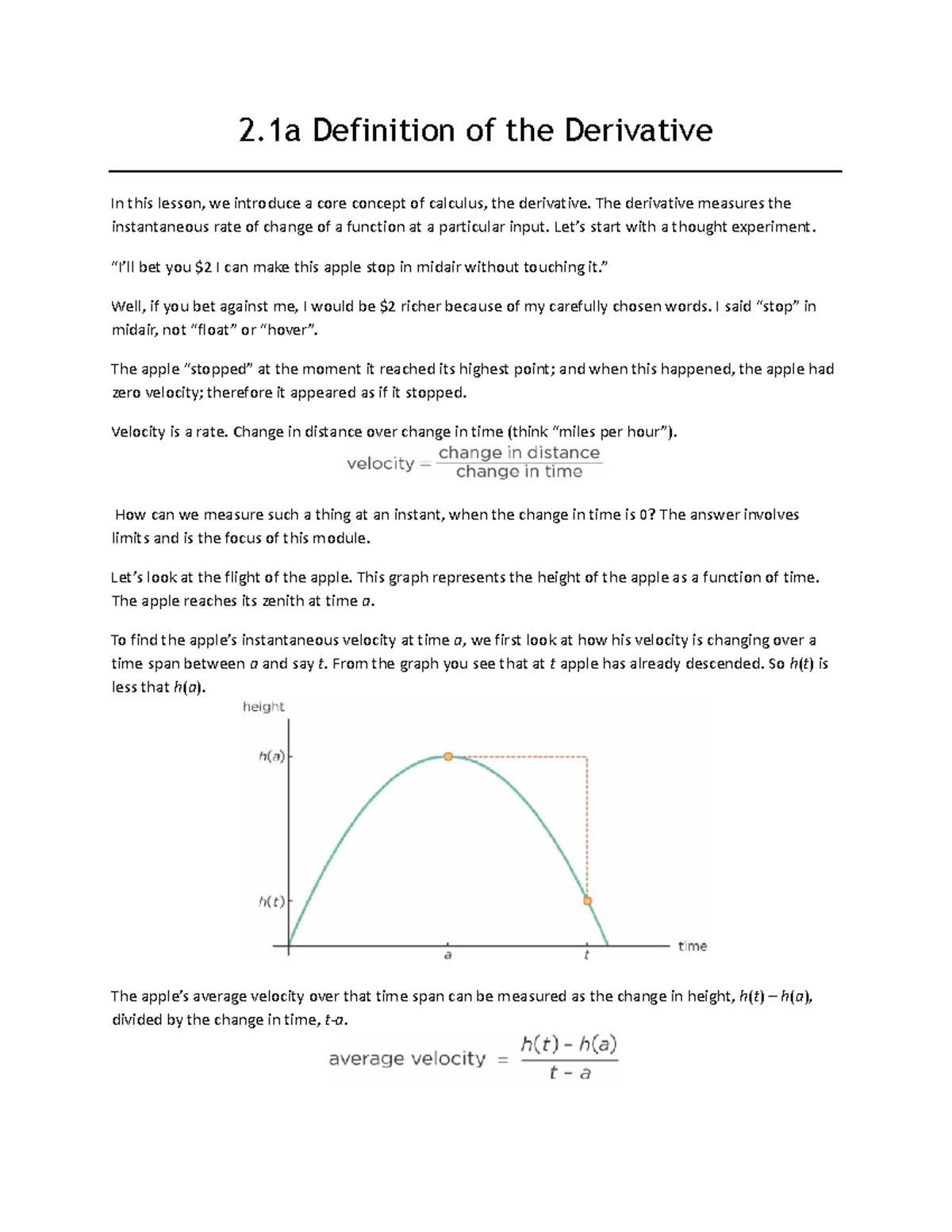 2.1a Definition of the Derivative - The derivative measures the ...