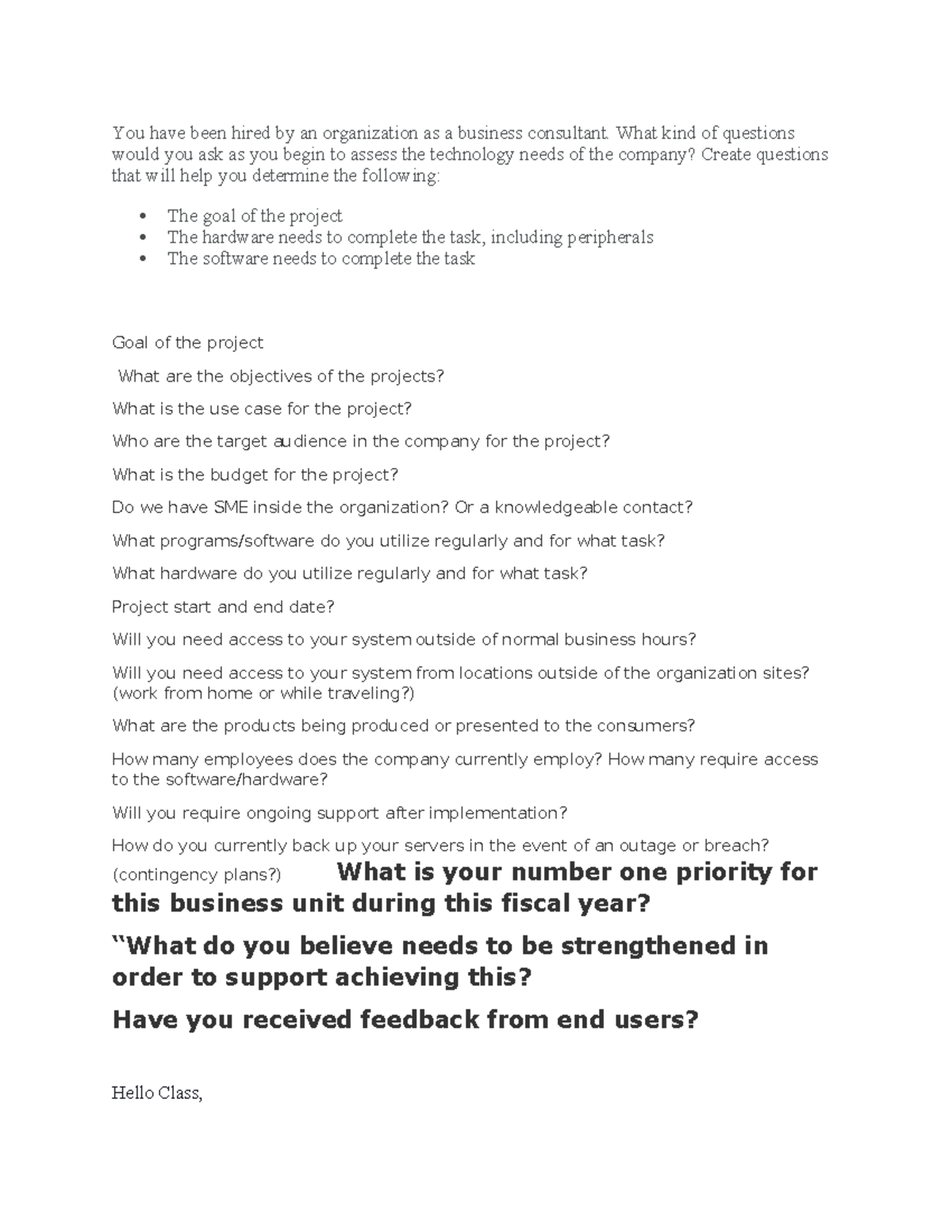 1-1 Discussion Introduction and Hardware Overview - You have been hired ...