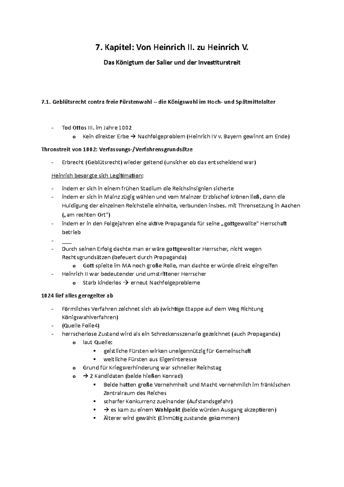 Grundkurs Mittelalter Kapitel 7: Von Heinrich II. zu Heinrich V. - Das ...