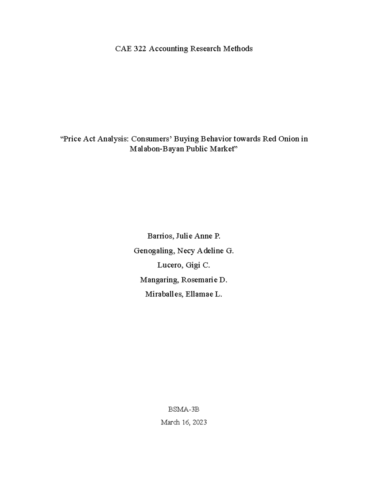 Accnt Research- Chapter 1 - CAE 322 Accounting Research Methods “Price ...