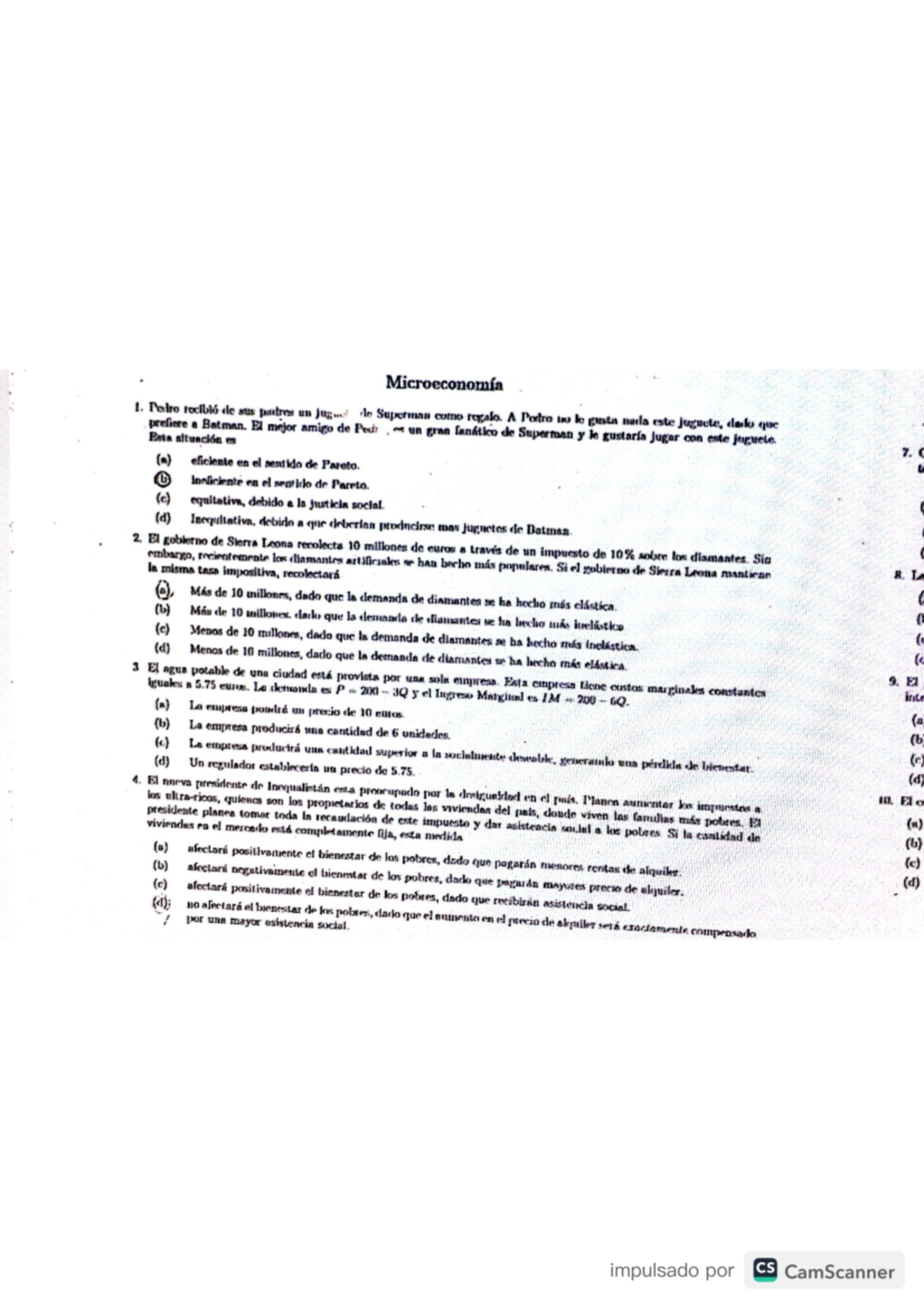 Examen de principios de economía - Principios de Economía - Studocu