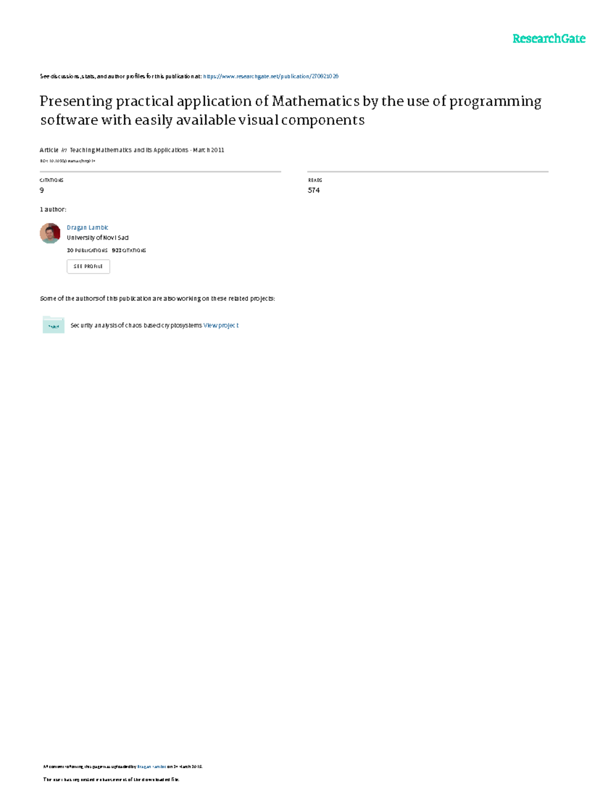 Mathematics Application - See discussions, stats, and author profiles ...