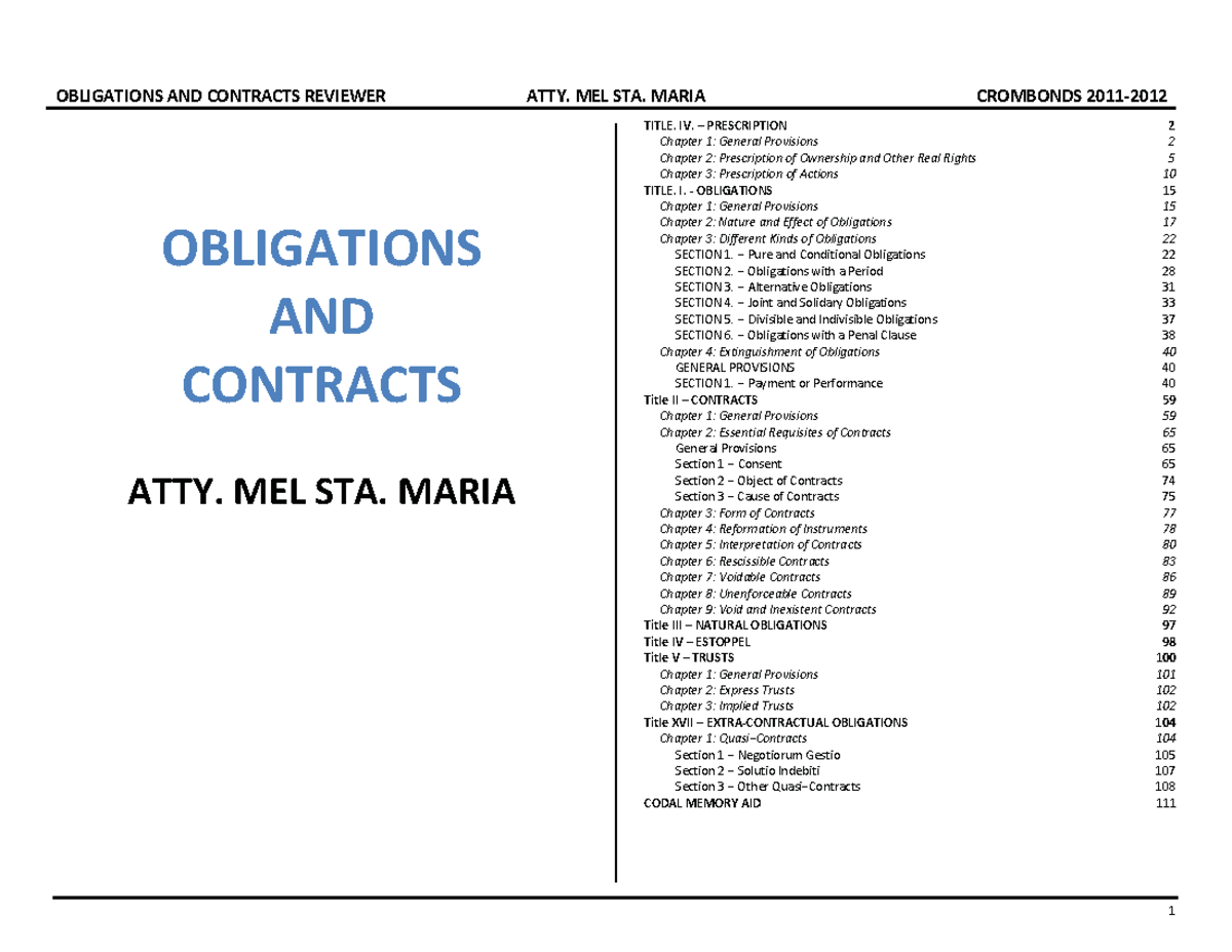025480260 LAW OBLIGATIONS AND CONTRACTS TITLE IV PRESCRIPTION 025480260-law-obligations-and-contracts-title-iv-prescription