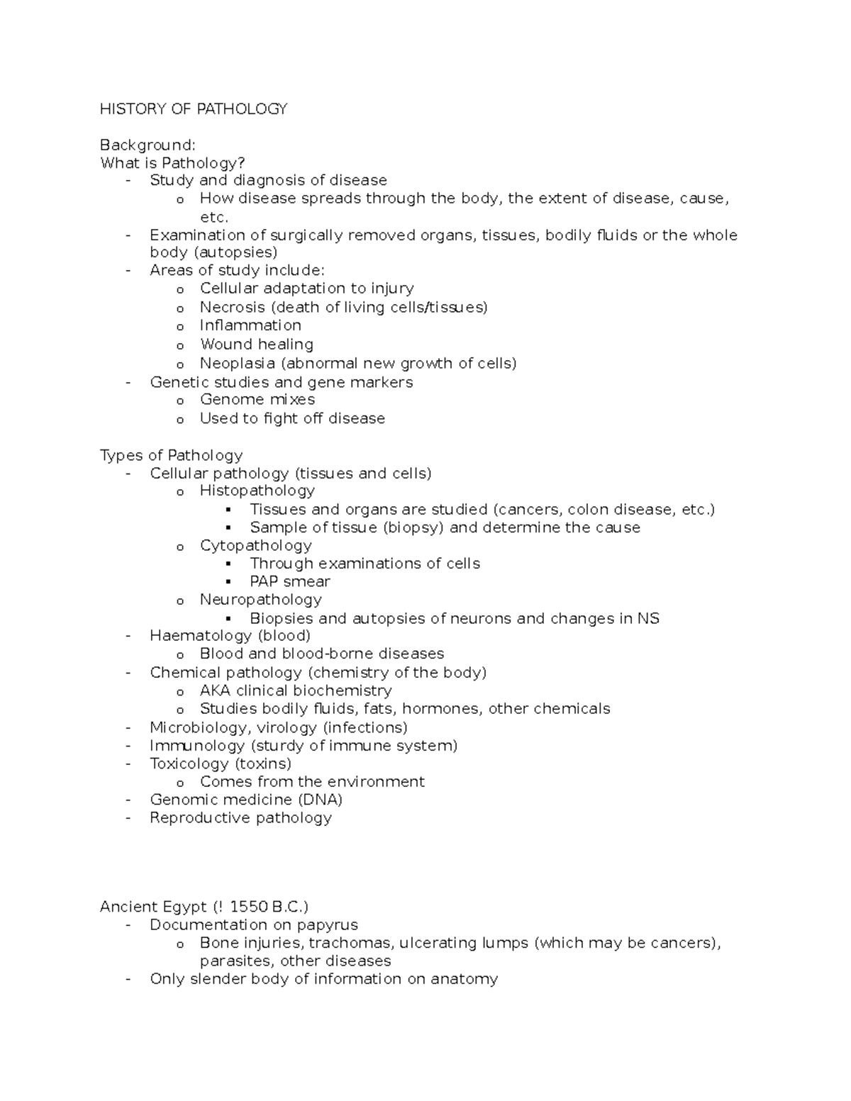 History of Pathology - HSS2121 - uOttawa - Studocu