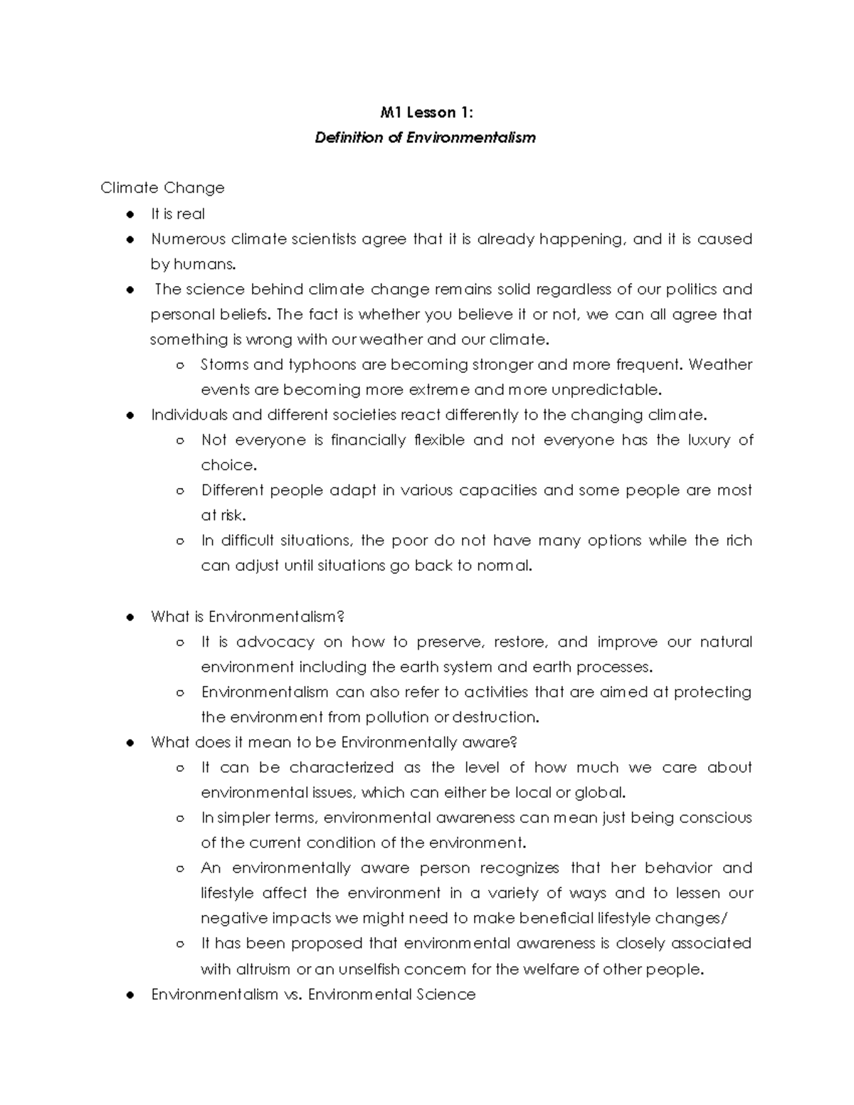 STS-Environmentalism - M1 Lesson 1: Definition of Environmentalism ...