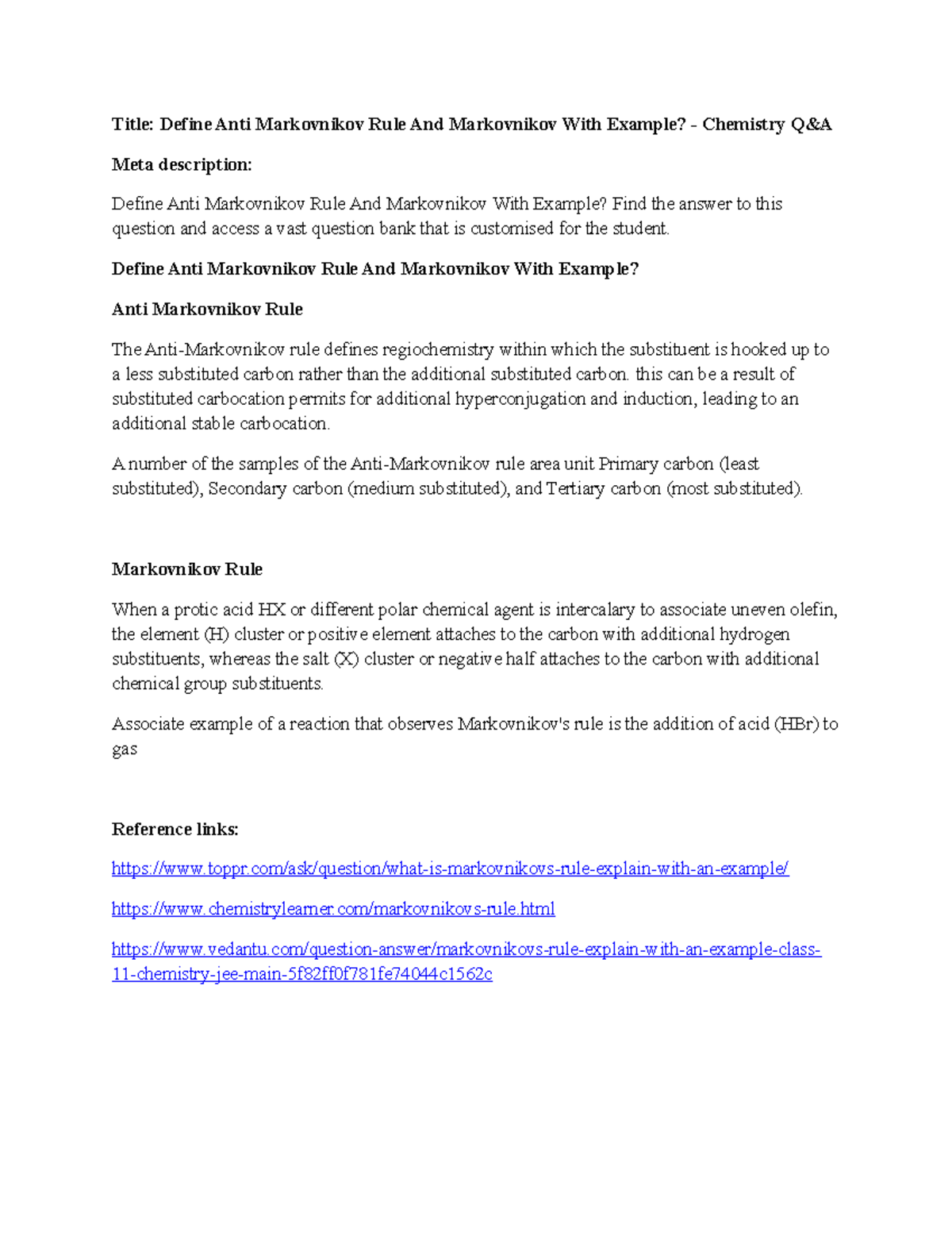18-Define Anti Markovnikov Rule And Markovnikov With Example - Define ...