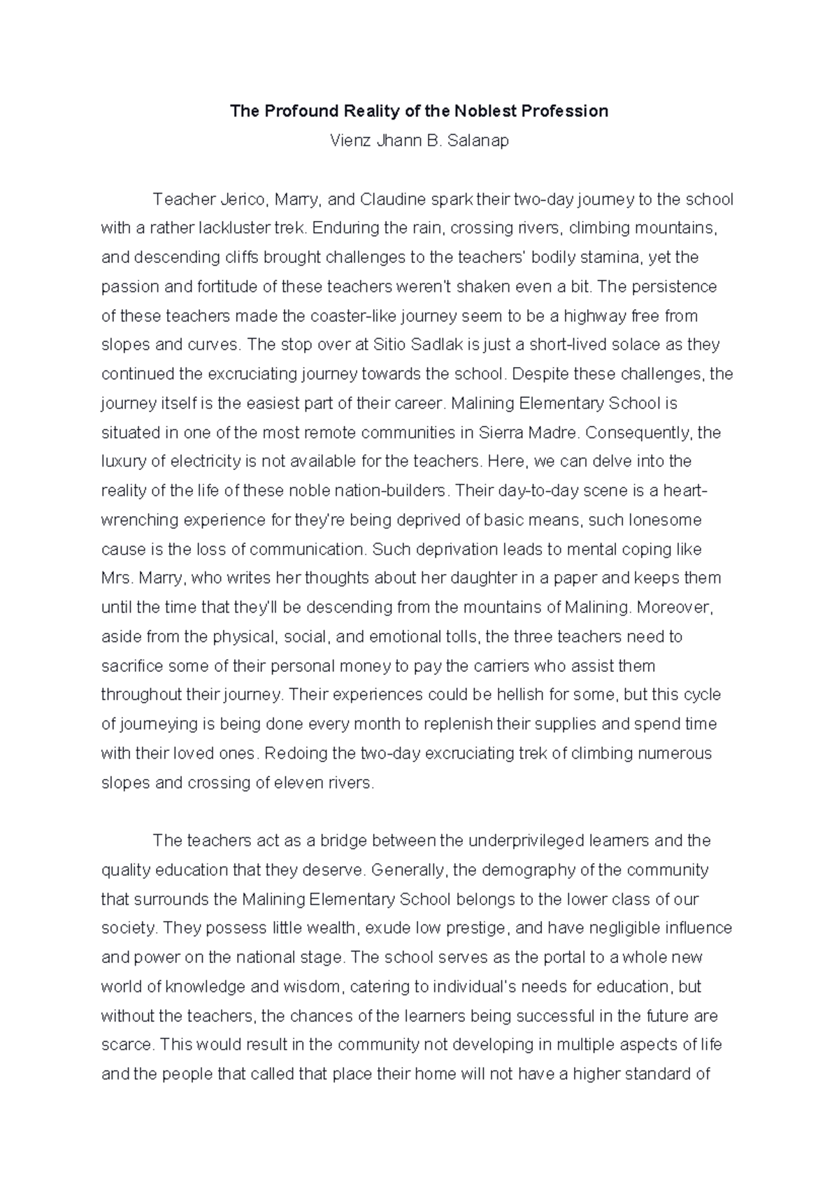 The Profound Reality of the Noblest Profession - Salanap Teacher Jerico ...