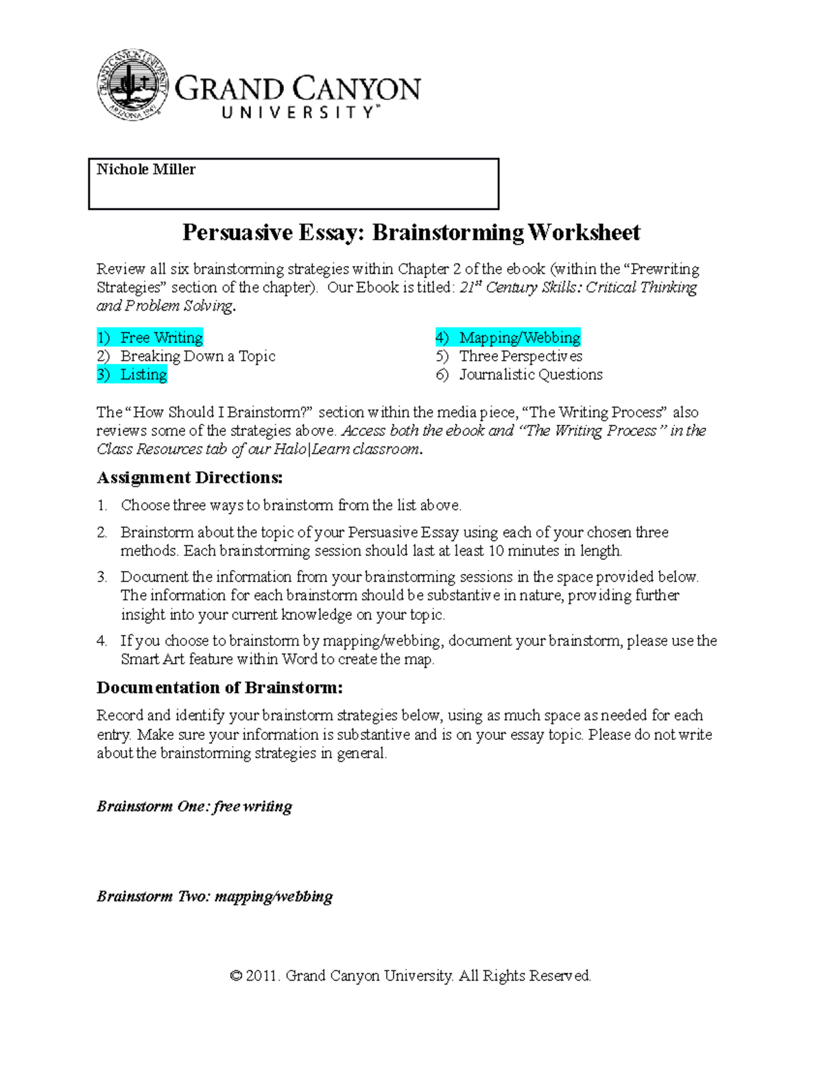 PHI105 T2 Brainstorming Worksheet 4 13 2023 - Nichole Miller Persuasive ...