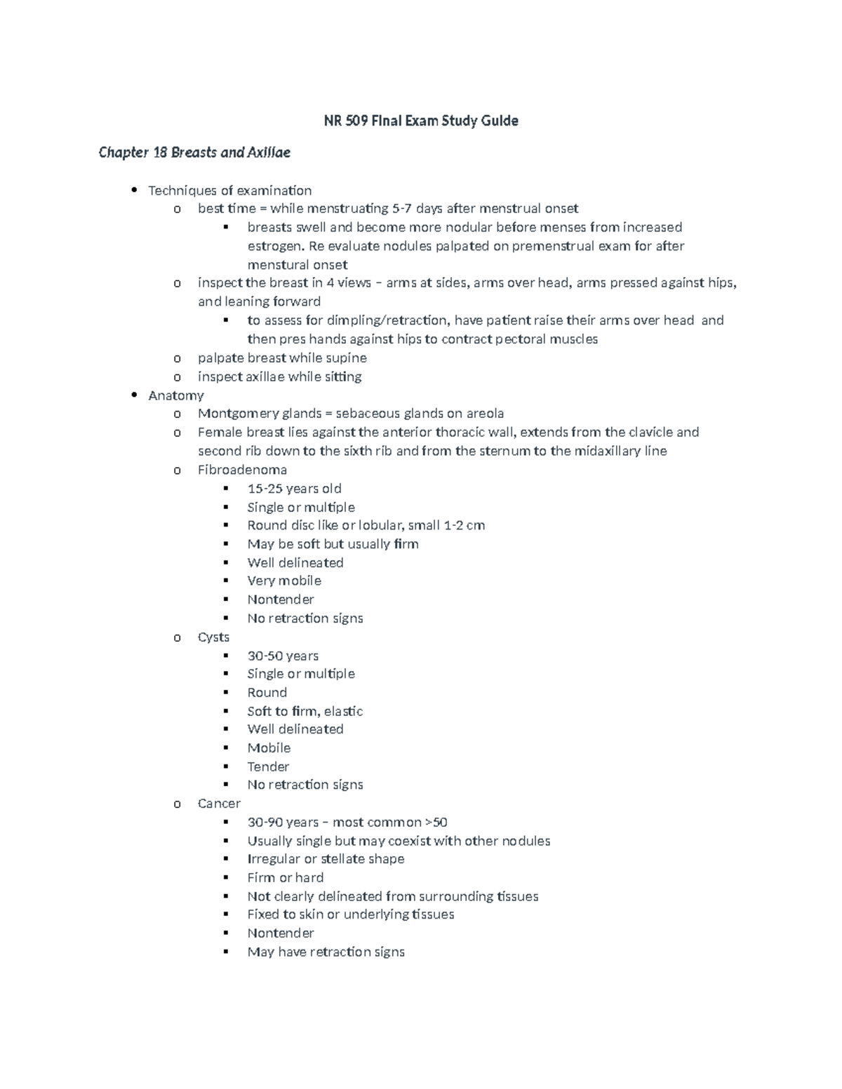 NR 509 Final Exam Lunde - Summary Advanced Physical Assessment - NR 509 ...