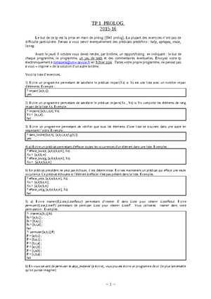 Tp2Prolog 15-16 - Programmation Logique - TP 2 Prolog – Exploration d’un espace de recherche Le ...