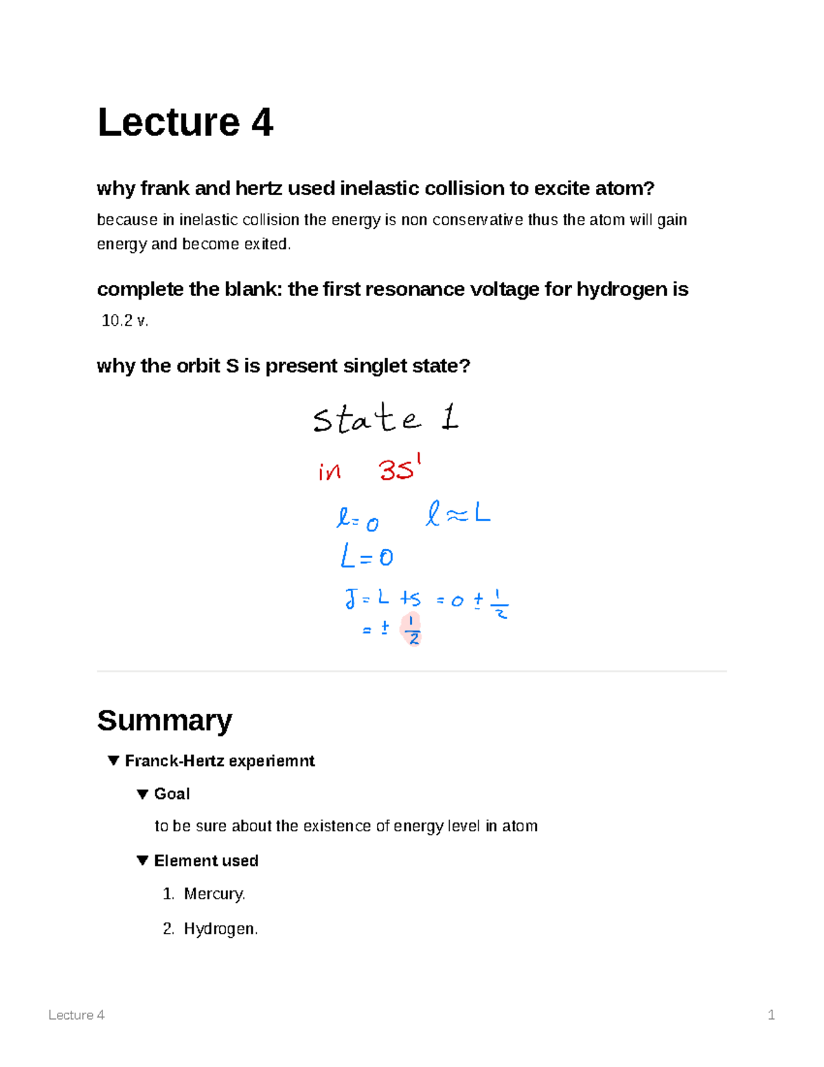Atomic Lecture 4 - Lecture 4 why frank and hertz used inelastic ...