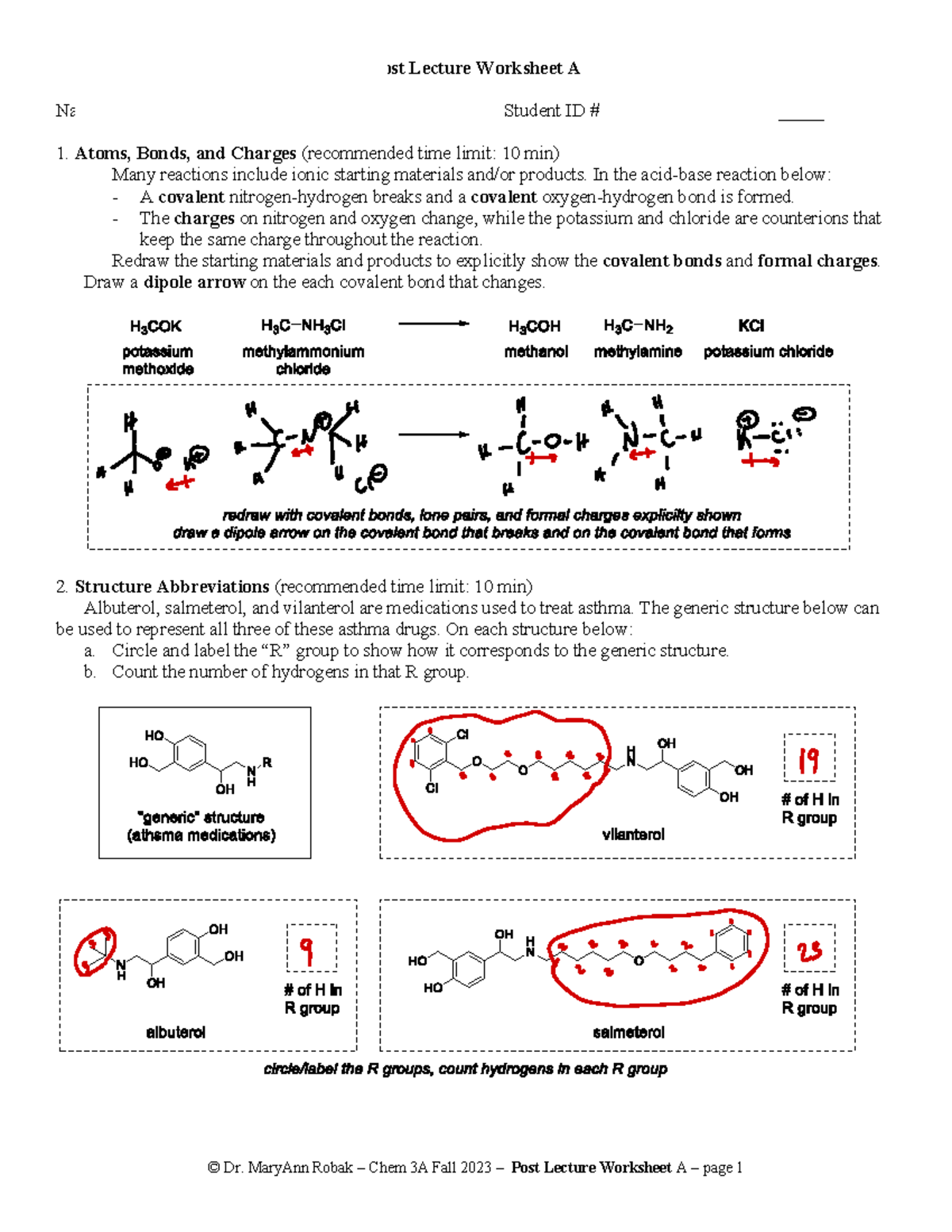 Orgo - notes - © Dr. MaryAnn Robak – Chem 3A Fall 2023 – Post Lecture ...