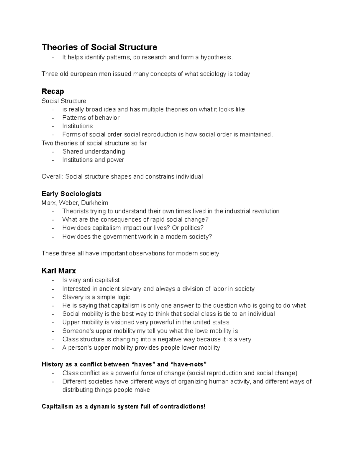 Sociology Lecture 3 - Fall quarter - Theories of Social Structure It ...
