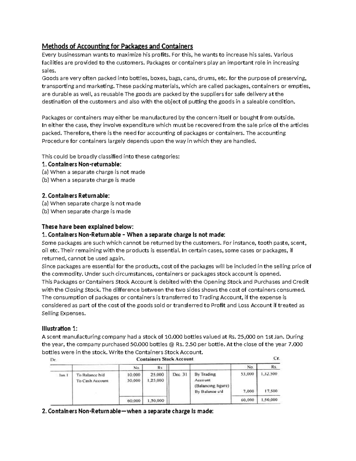 Accounting for Packages and Containers - For this, he wants to increase ...