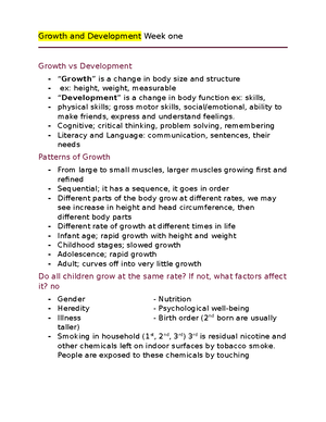 Child Development 1 - Lecture notes 1-8 - Child Development 1 Class 1 ...