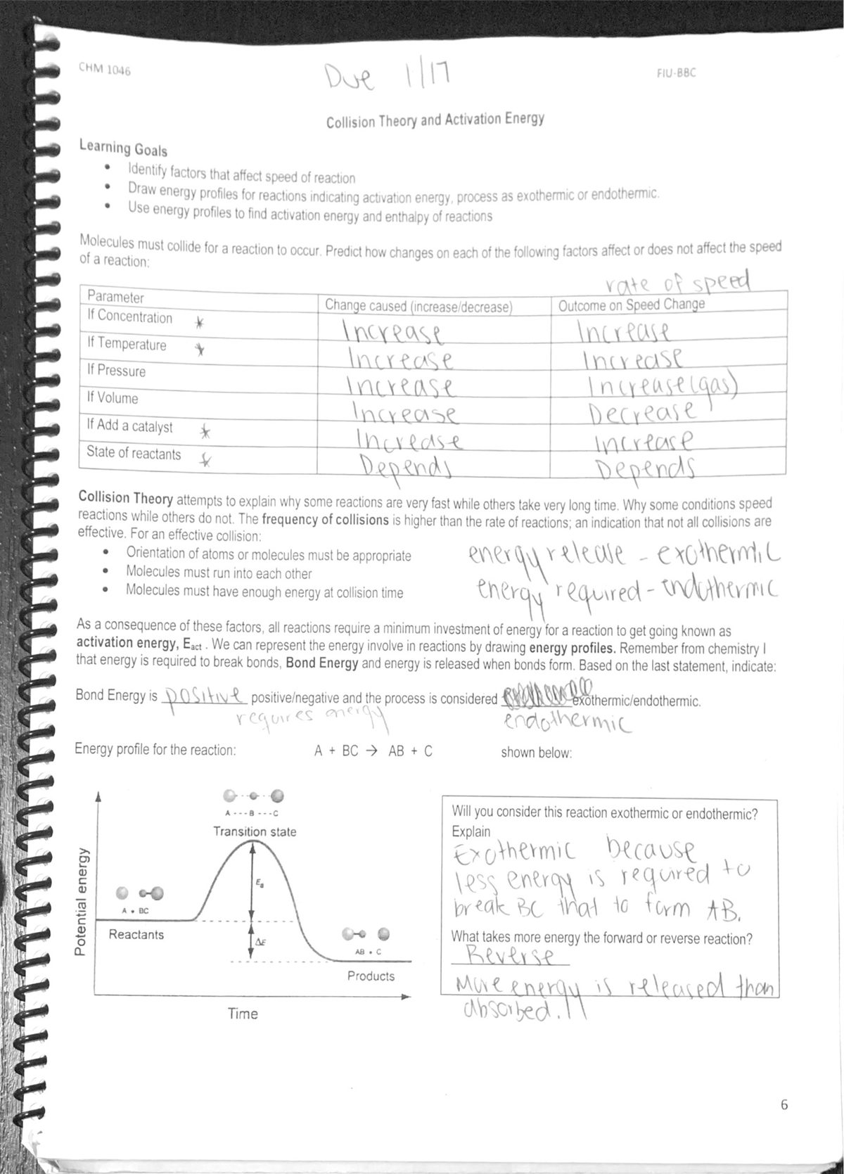 Collision Theory And Activation Energy CHM 1046 BBC - CHM1046 - Studocu