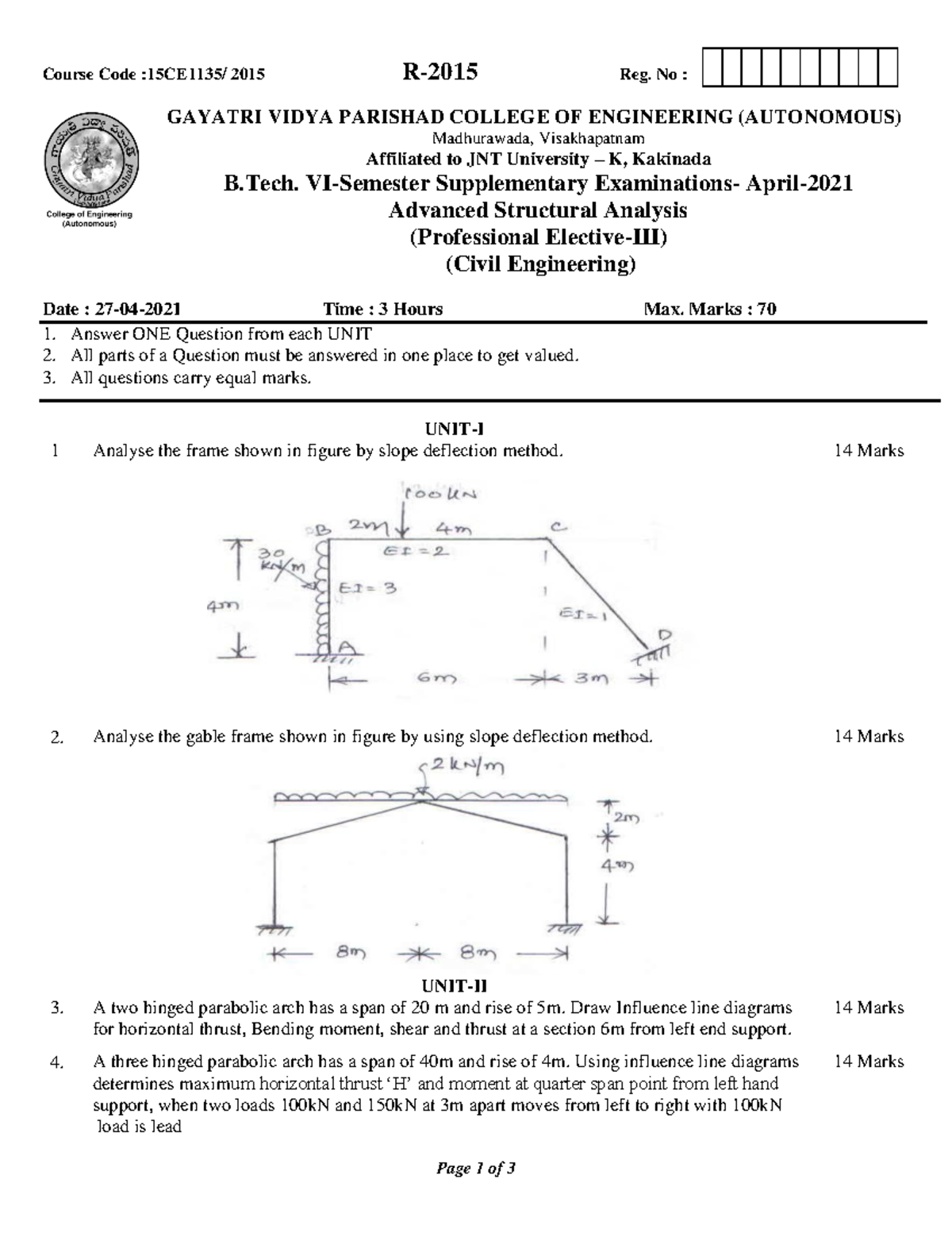 Advanced Structural Analysis R2015 27 - Course Code :15CE1135/ 2015 R ...
